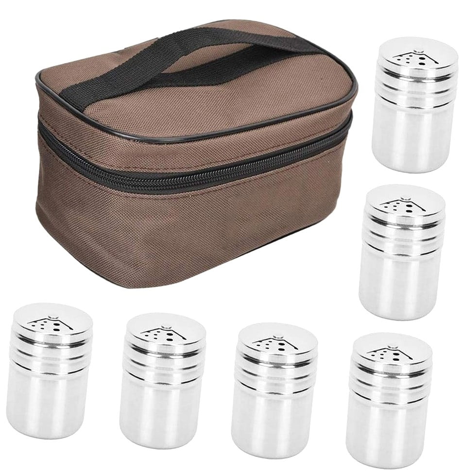 Hyjoy Steel Spice Jar Set, 6 Pack 3 oz Camping Spice Bottles Kit with ...