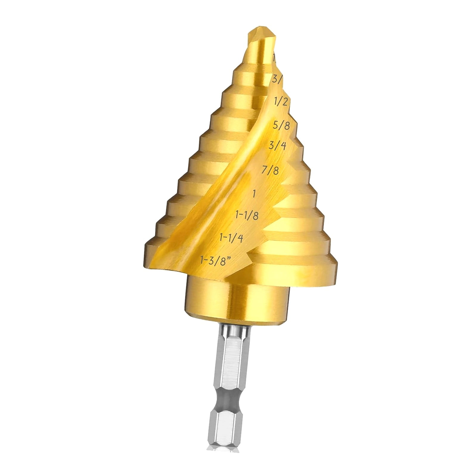 Hyjoy Step Drill Bit, 1/4" to 1-3/8" Spiral Flute Step Bit for Metal ...