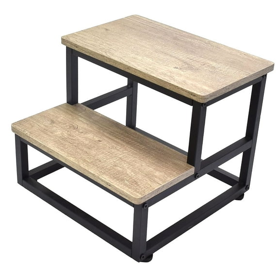 Hyjoy Step Stool, Wood and Metal Step Stool for Adults, Bedside ...