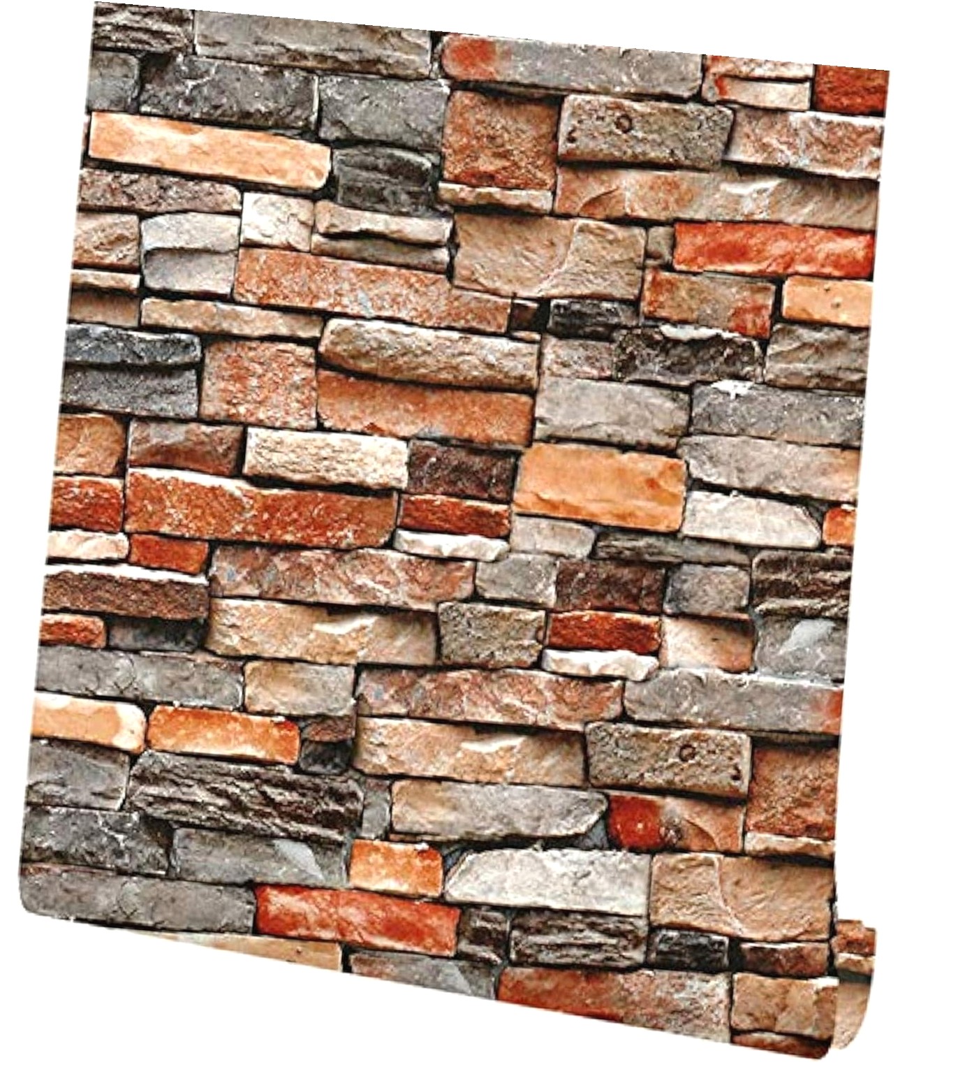 Hyjoy Stone and Stick Wallpaper 3D Stacked Faux Stone Contact Paper for ...