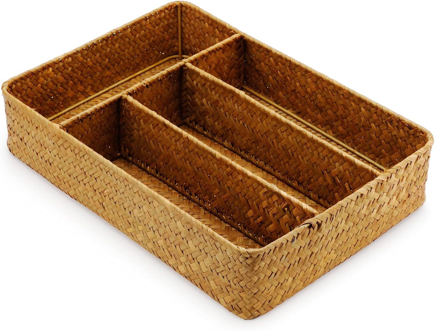 Hyjoy Storage Basket with Compartments Utensil Tray for Organization ...
