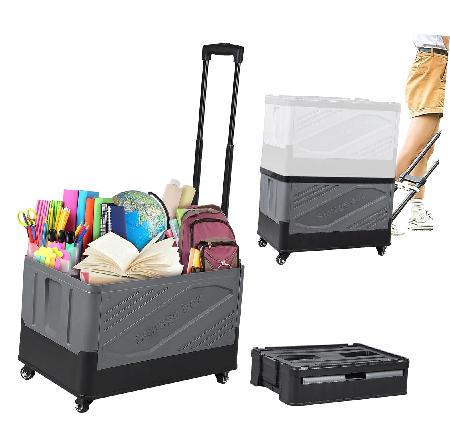 Hyjoy Storage Containers with Wheels Mobile Carts with Casters for ...