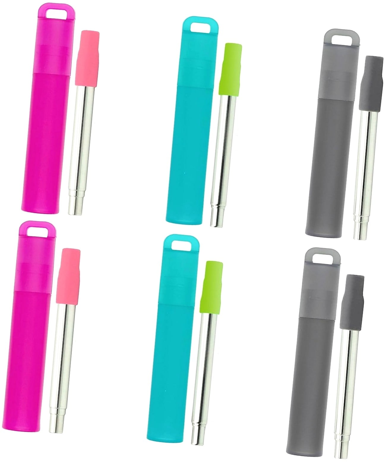 Hyjoy Straws 6 Pack Collapsible Steel Straws with Case, Tips and ...