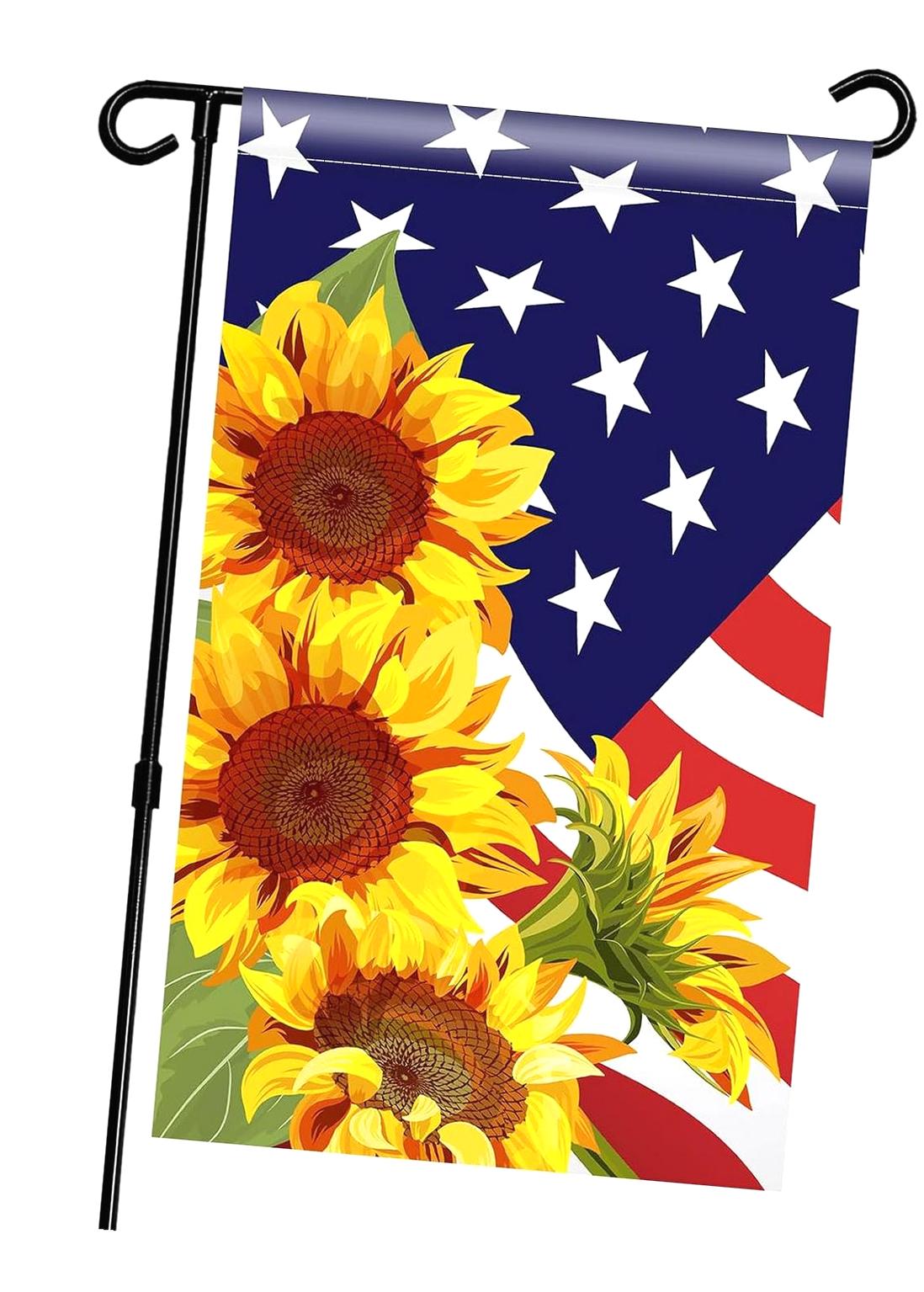 Hyjoy Sunflower USA Garden Flag - God Bless Party Door Sign - Sunflower ...