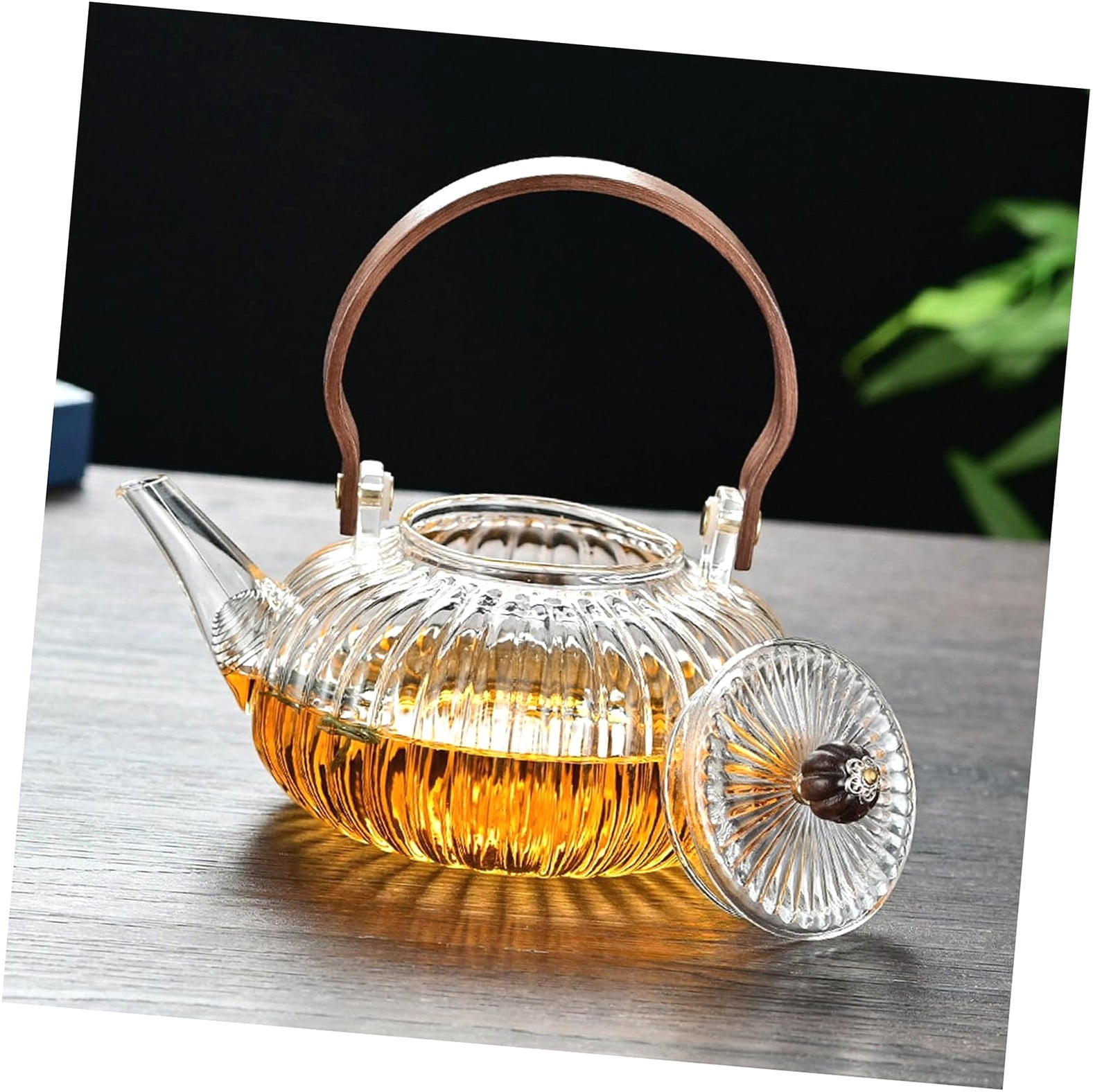 Hyjoy Teapot with Infuser Clear Tea Kettle 30 oz Tea Pot for Stove Top, Loose Tea, Tea Maker ...