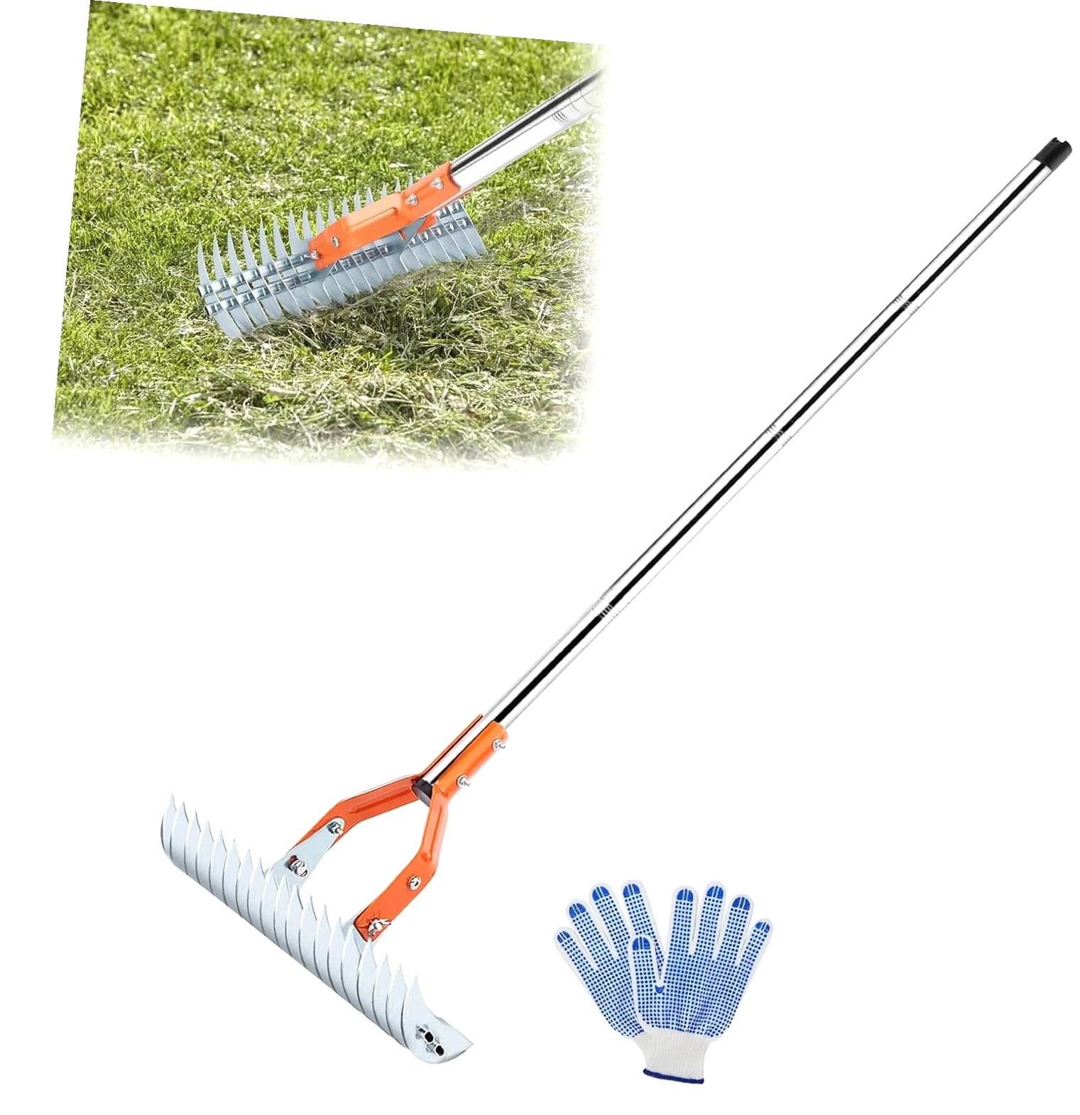 Hyjoy Thatch Rake, 15 Inch Lawn Thatching Rake, Dethatcher Rake with ...