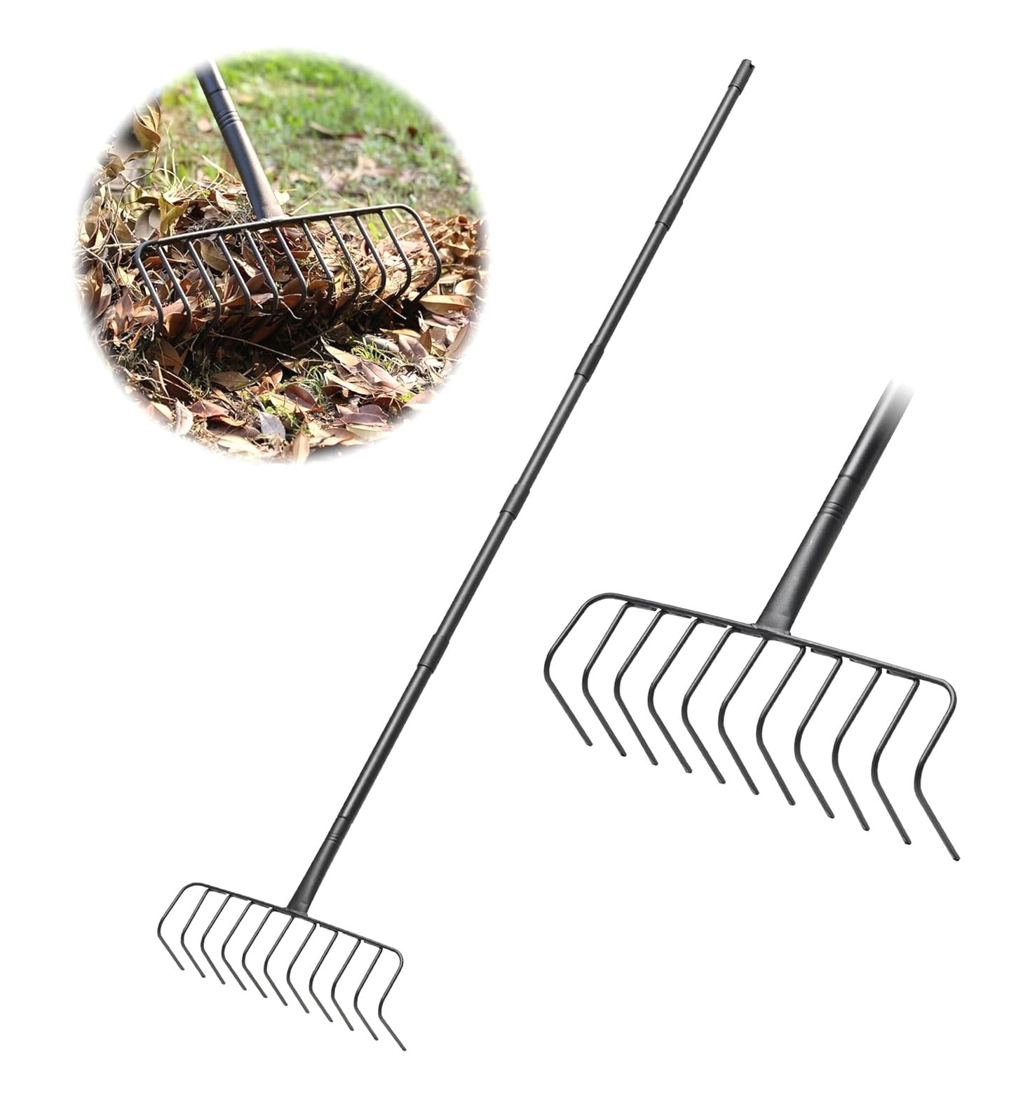 Hyjoy Thatch Rake, 82" Lawn Leveling Rake with 11 Steel Tines, Long ...