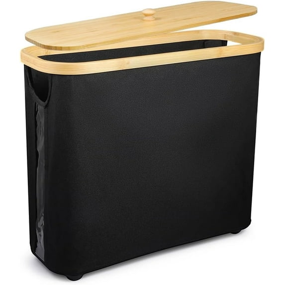 Hyjoy Toilet Paper Organizer Basket, Holds 9-12 Rolls, With Lid and dle ...