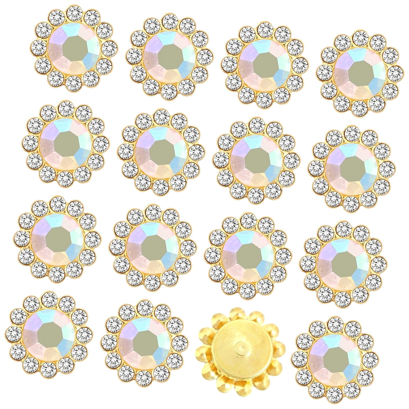 Hyjoy Tripart 100 Pieces 12mm Sew Rhinestones, Metal Base Claw Flatback ...