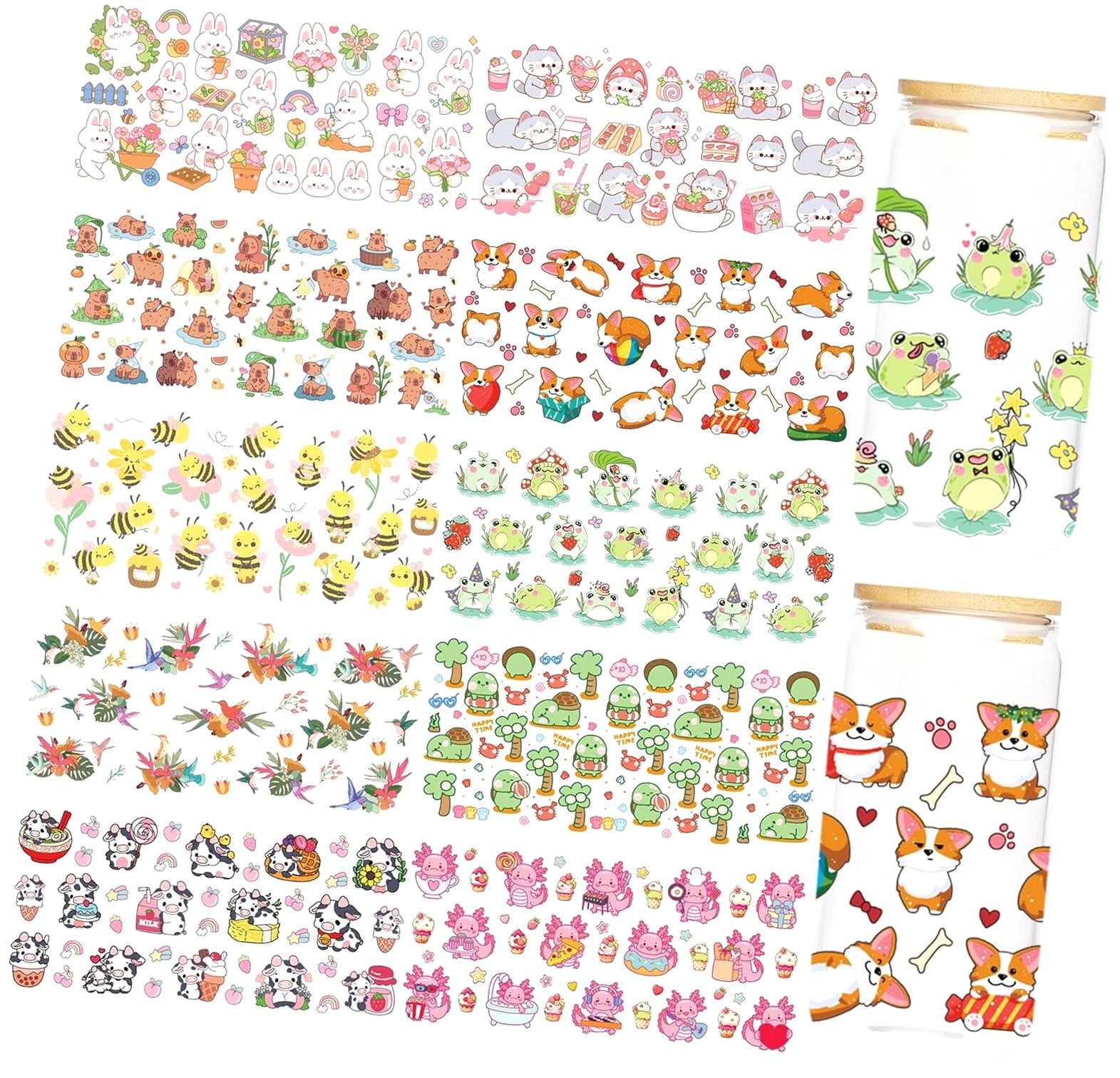 Hyjoy UV DTF Cup Wraps - 10 Sheets UV DTF Transfer Stickers, Axolotl ...