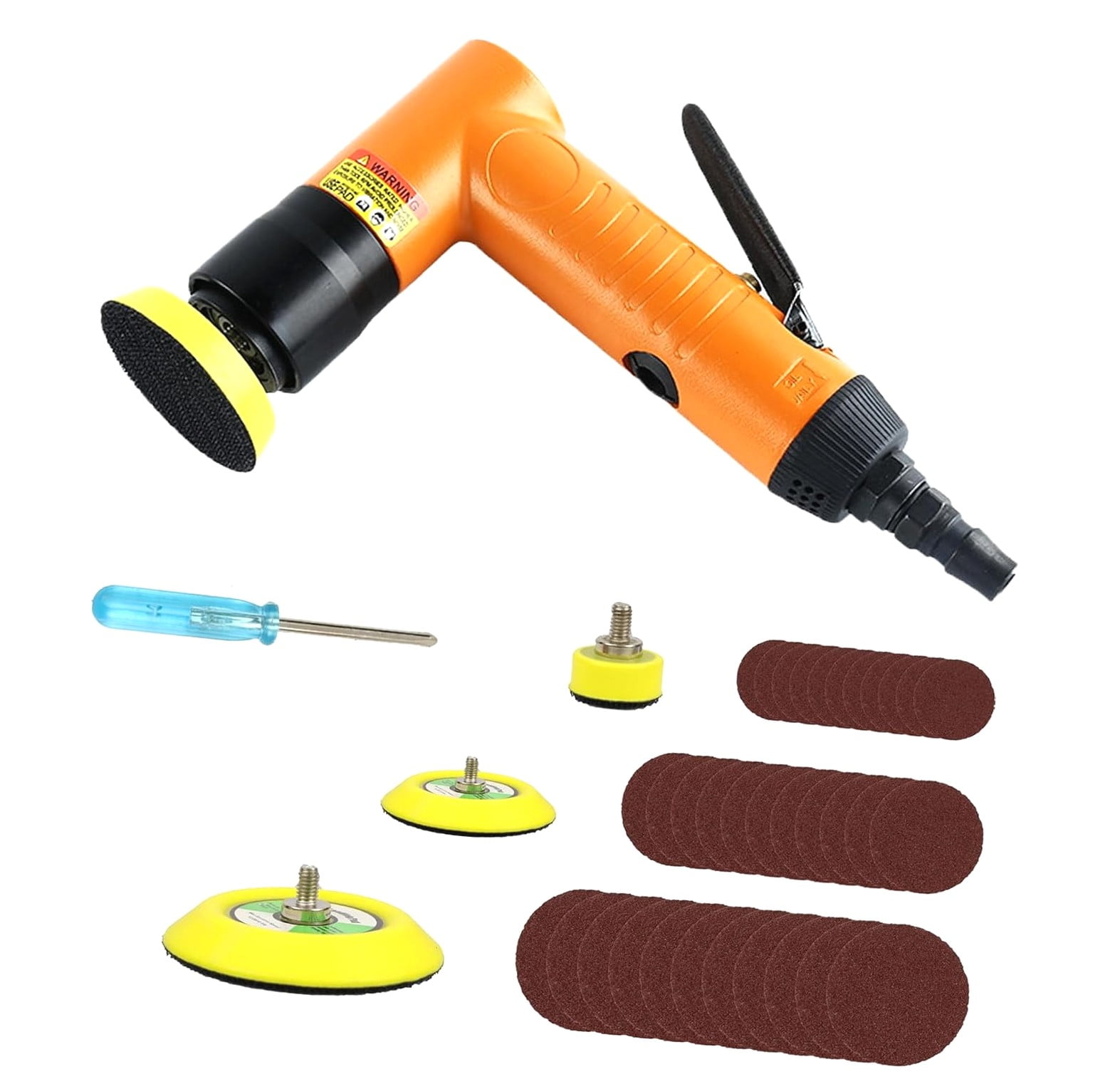 Hyjoy Upgrade Air Angle Sander with 1'' 2'' 3'' Random Orbital Air ...