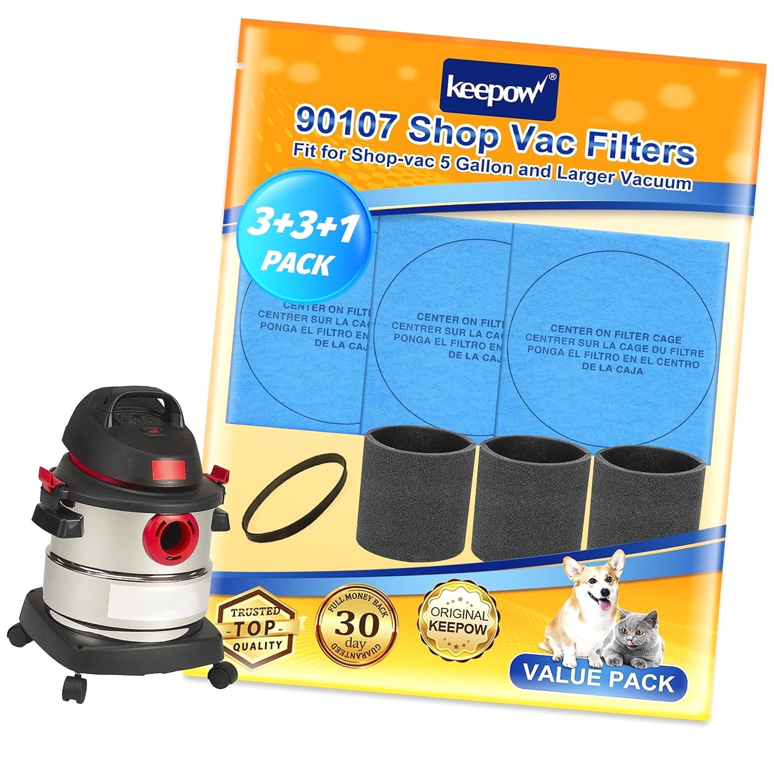 Hyjoy VF2002 Dry Vac Filters for Most Shop Vac -200D SS11-450, Vacuum ...
