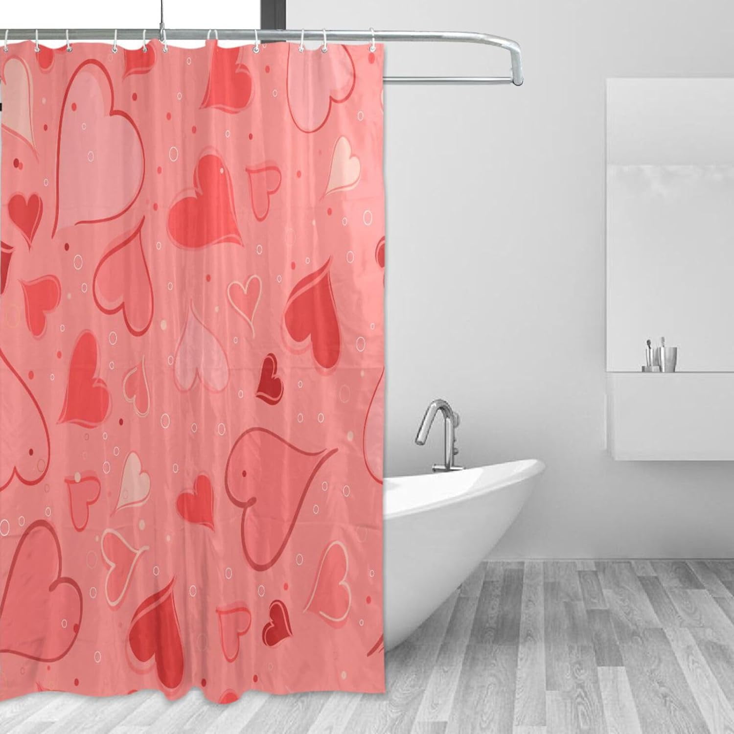 Hyjoy Valentines Day Love Heart Shower Curtain Waterproof Fabric