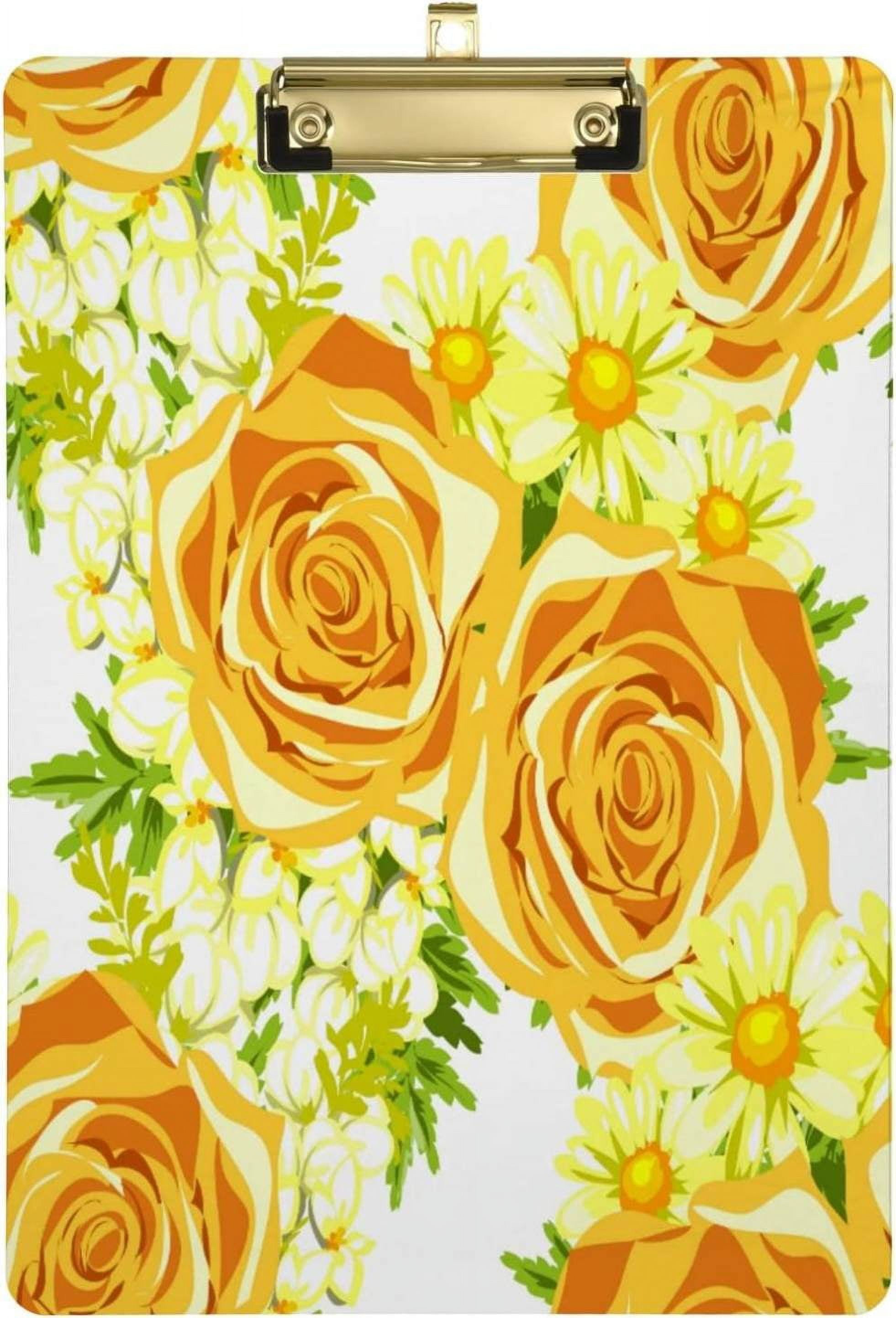 Hyjoy Valentine's Pretty Yellow Rose Clipboard Acrylic Fashion Letter ...