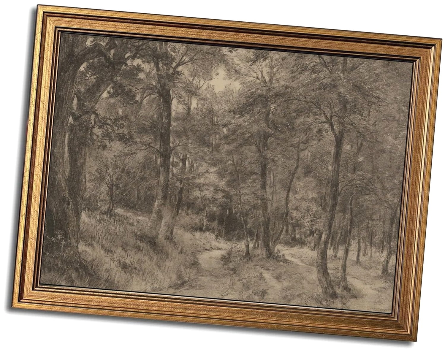 Hyjoy Wall Canvas Wall Nature Charcoal Landscape Path Artwork Prints Picture Room Bedroom ...