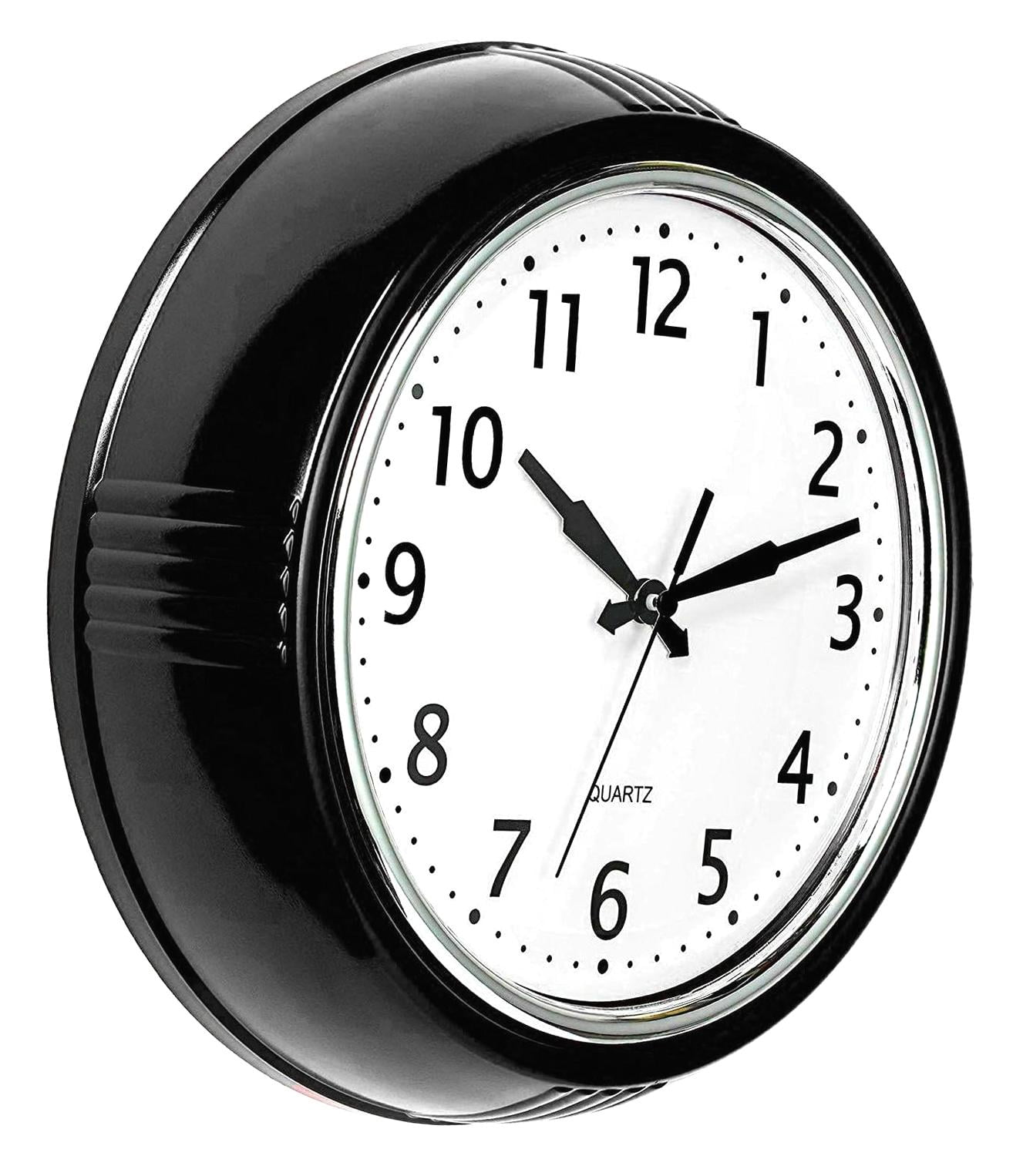 Hyjoy Wall Clock Vintage Silent Non-Ticking 9.5 Inches Round Battery ...