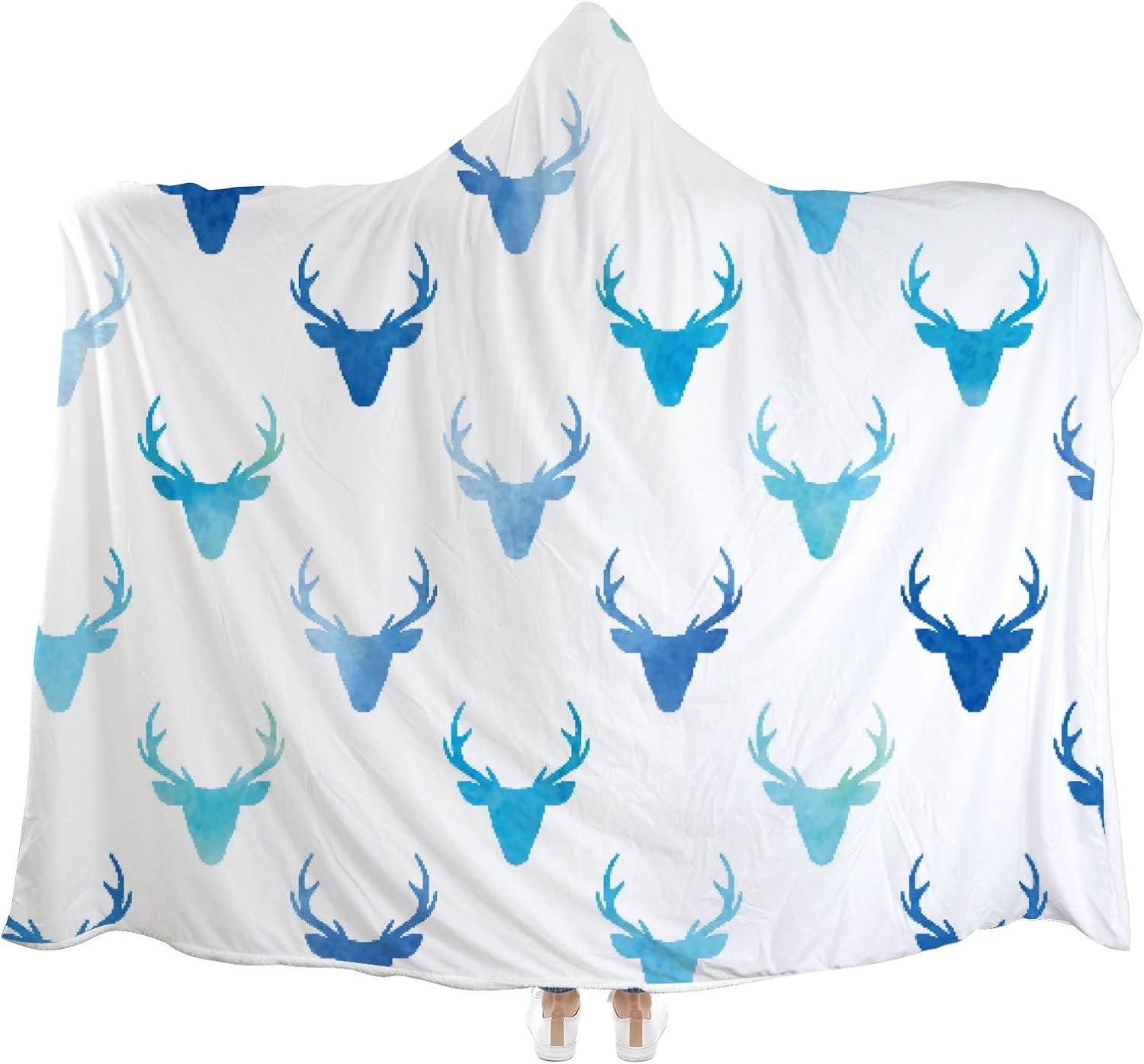 Hyjoy Wearable Hooded Blankets Throw Poncho Cloak Blanket Deer Teal for ...