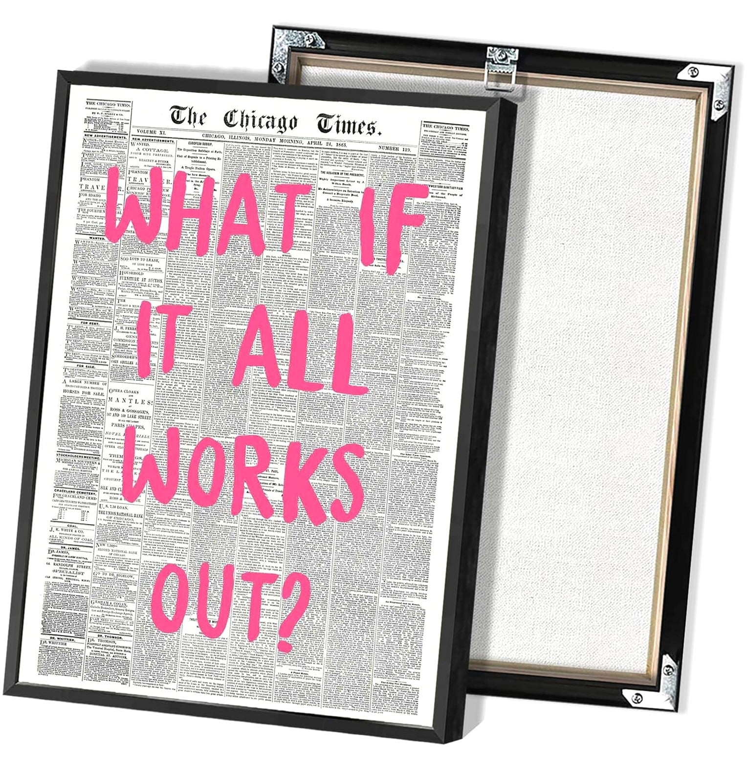 Hyjoy What If It All Out Poster Retro Newspaper Font Canvas Wall ...