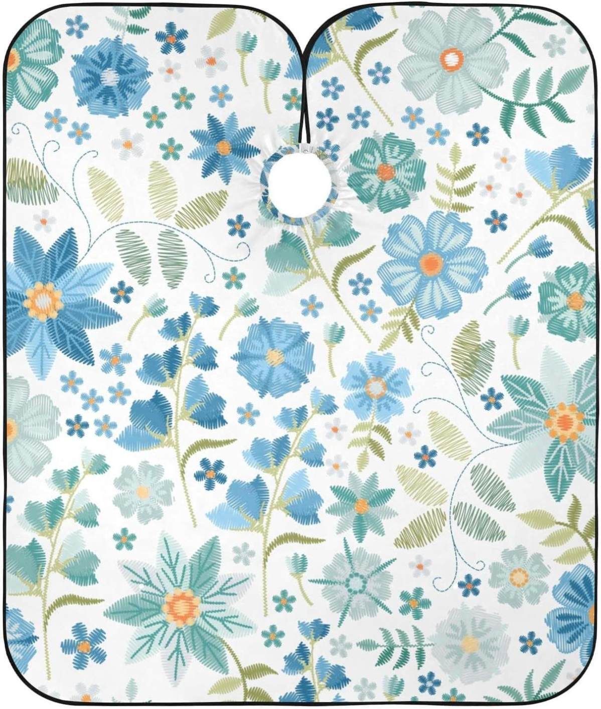 Hyjoy Wildflowers Blue Waterproof Barber Cape for Men Adjustable Neck ...