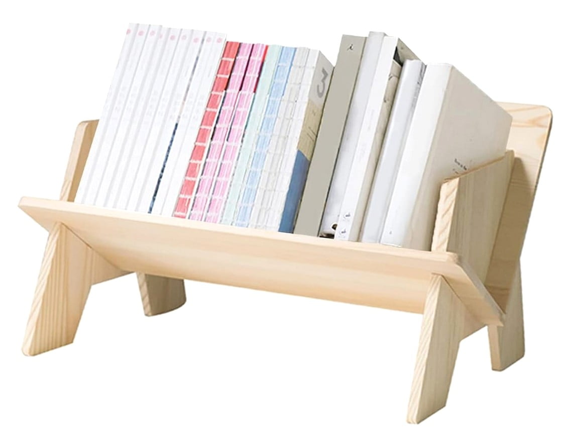 Hyjoy Wood Bookcase in Living Room/Office, Desktop Book Organizer ...
