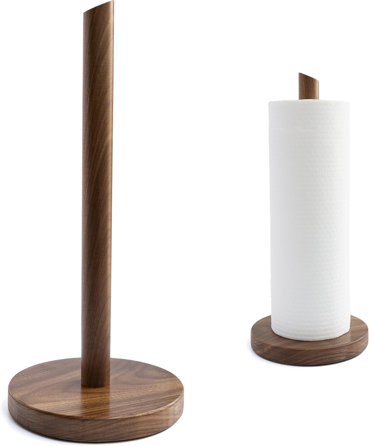 Hyjoy Wooden Paper Holder Walnut Paper Roll Dispenser for Kitchen ...