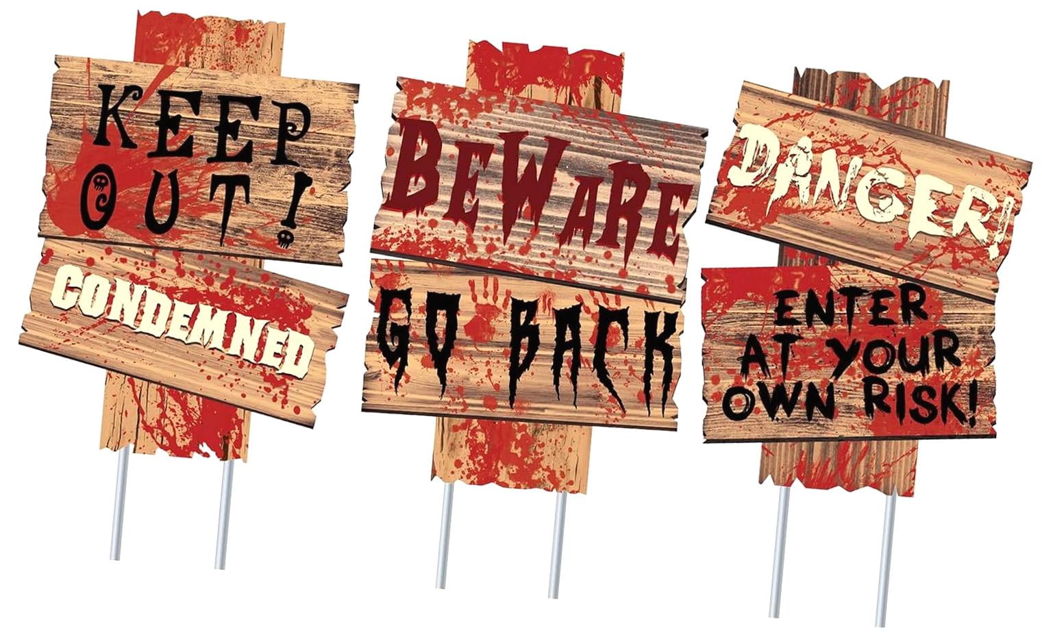 Hyjoy Yard Signs 12"X9" Props Decorations Yard Stakes Warning Yard Sign ...