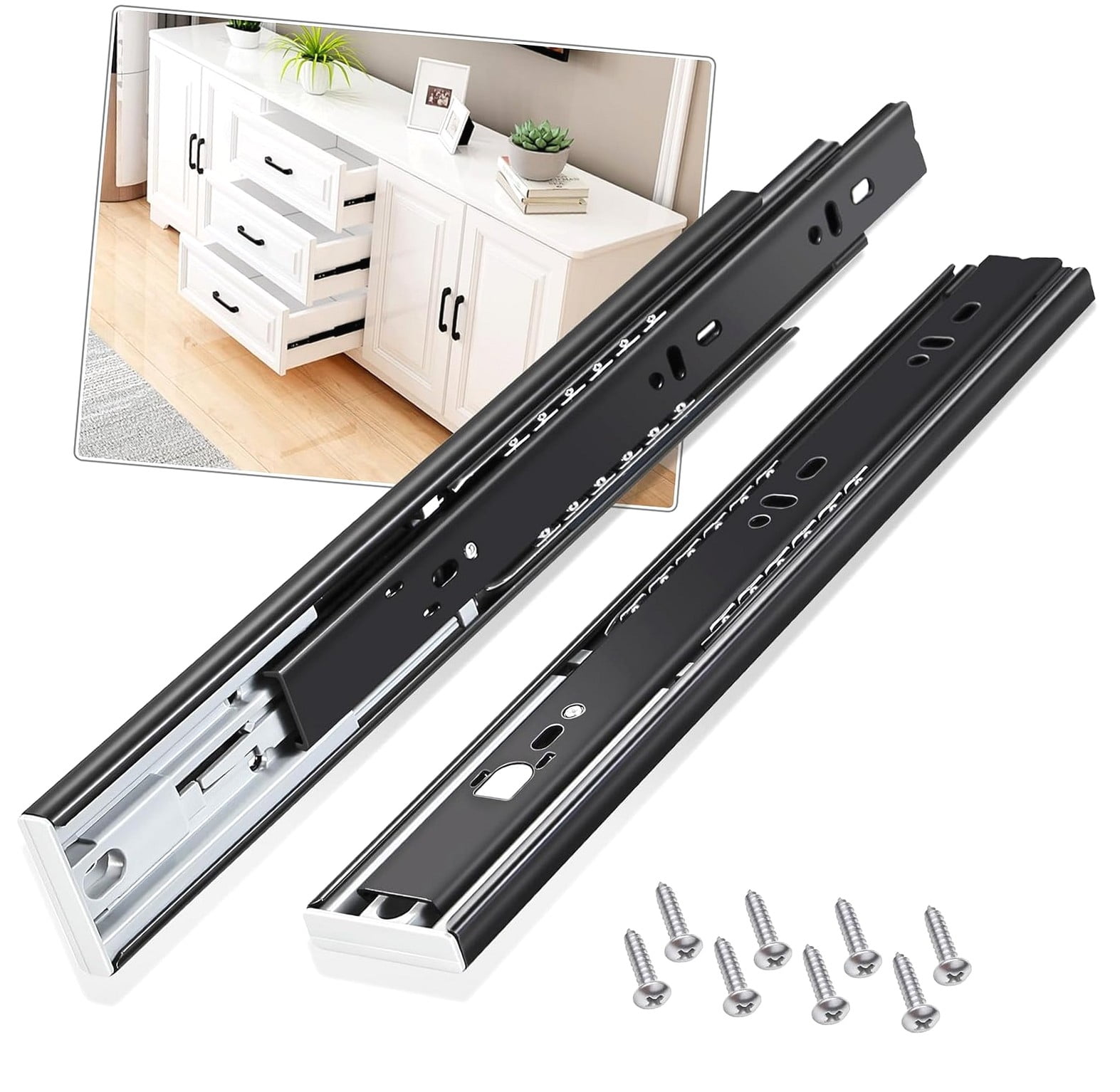 Hyjoy to Open Drawer Slides 1 Pair Full Extension 12 14 16 18 20 22 24 ...