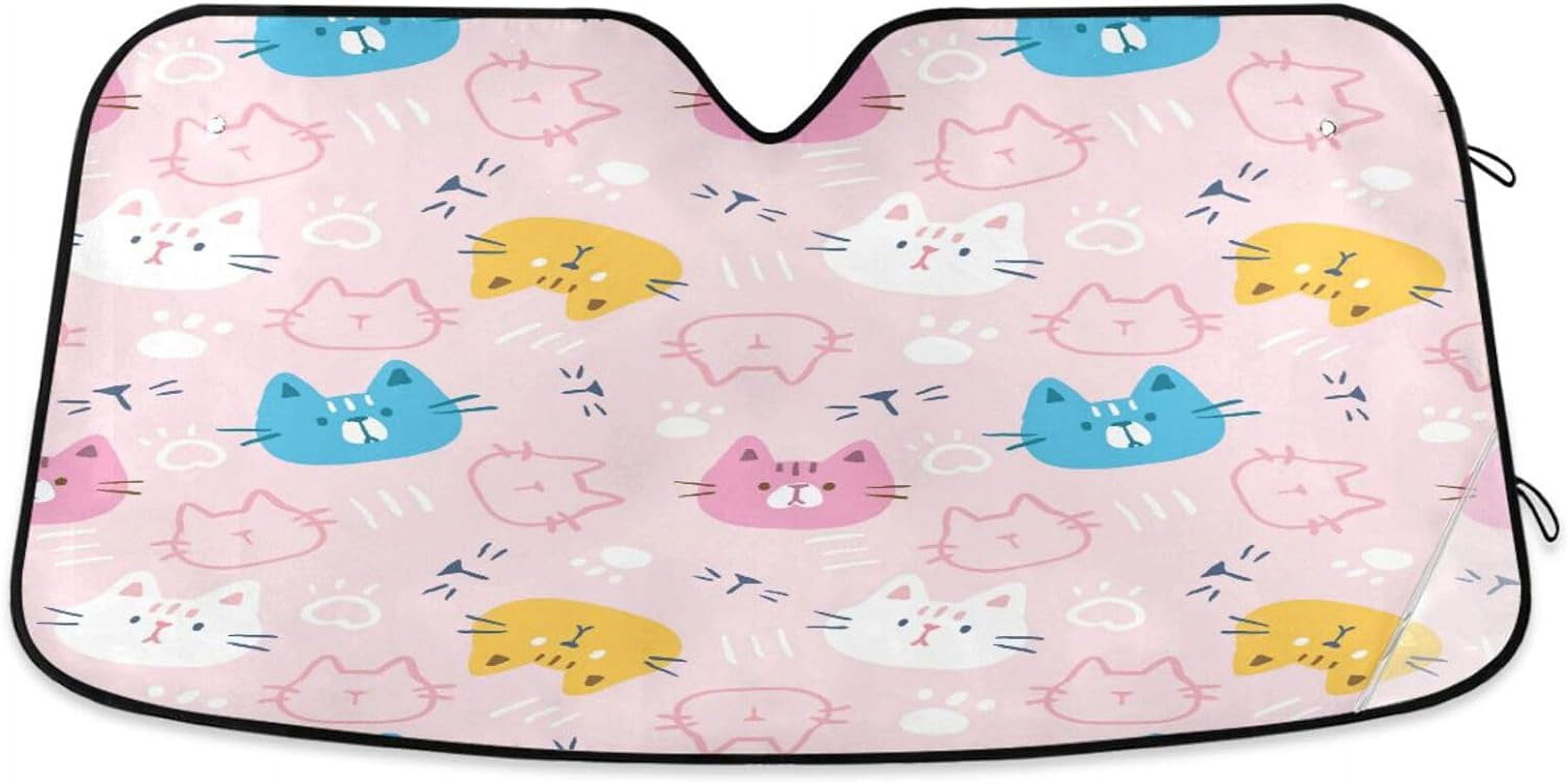 HyjoyCartoon Cat Face Windshield Sun Shade for Car UV Reflector Auto ...