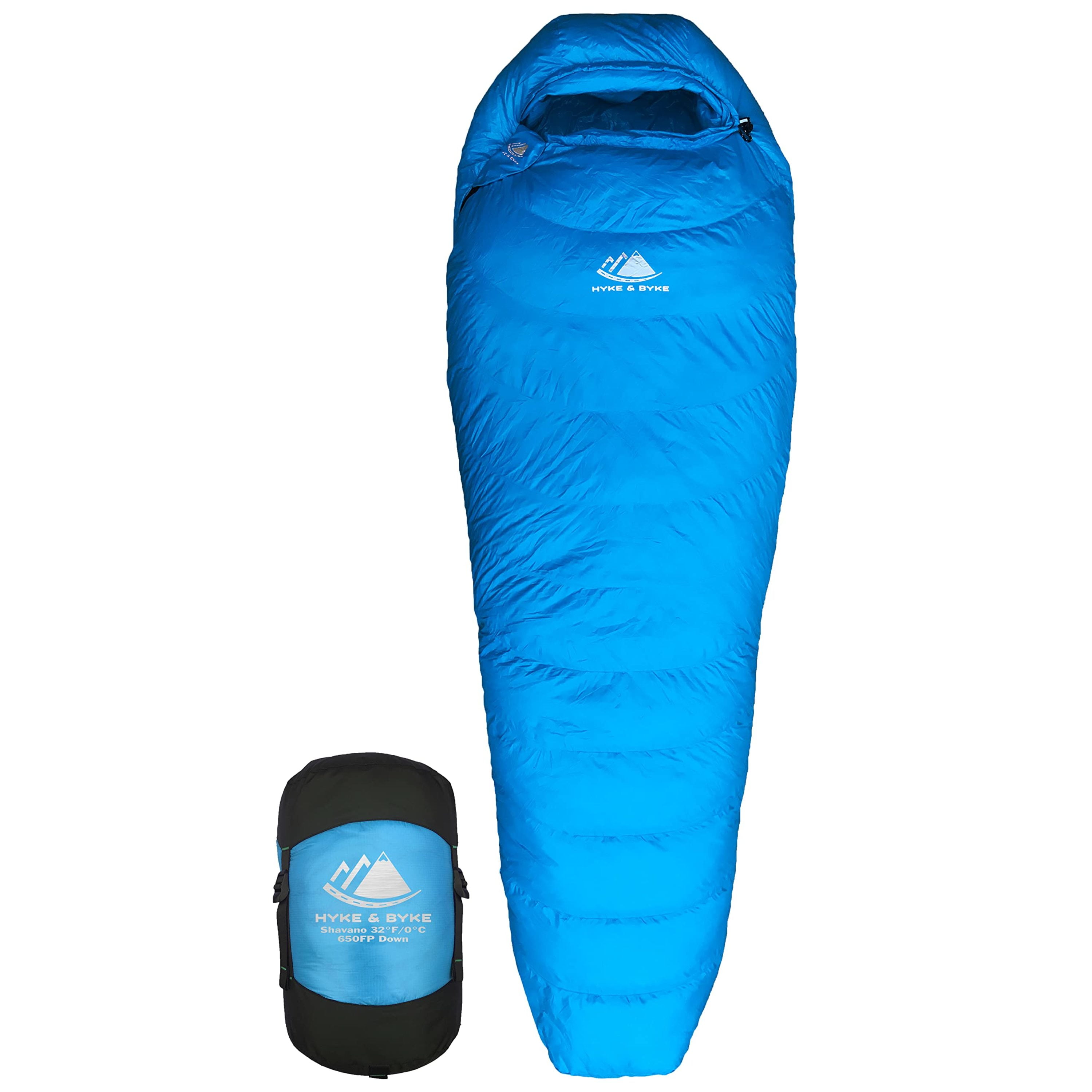Hyke & Byke Shavano 32 F Hiking & Backpacking Sleeping Bag - 3 Season, 650FP Duck Down Sleeping ...