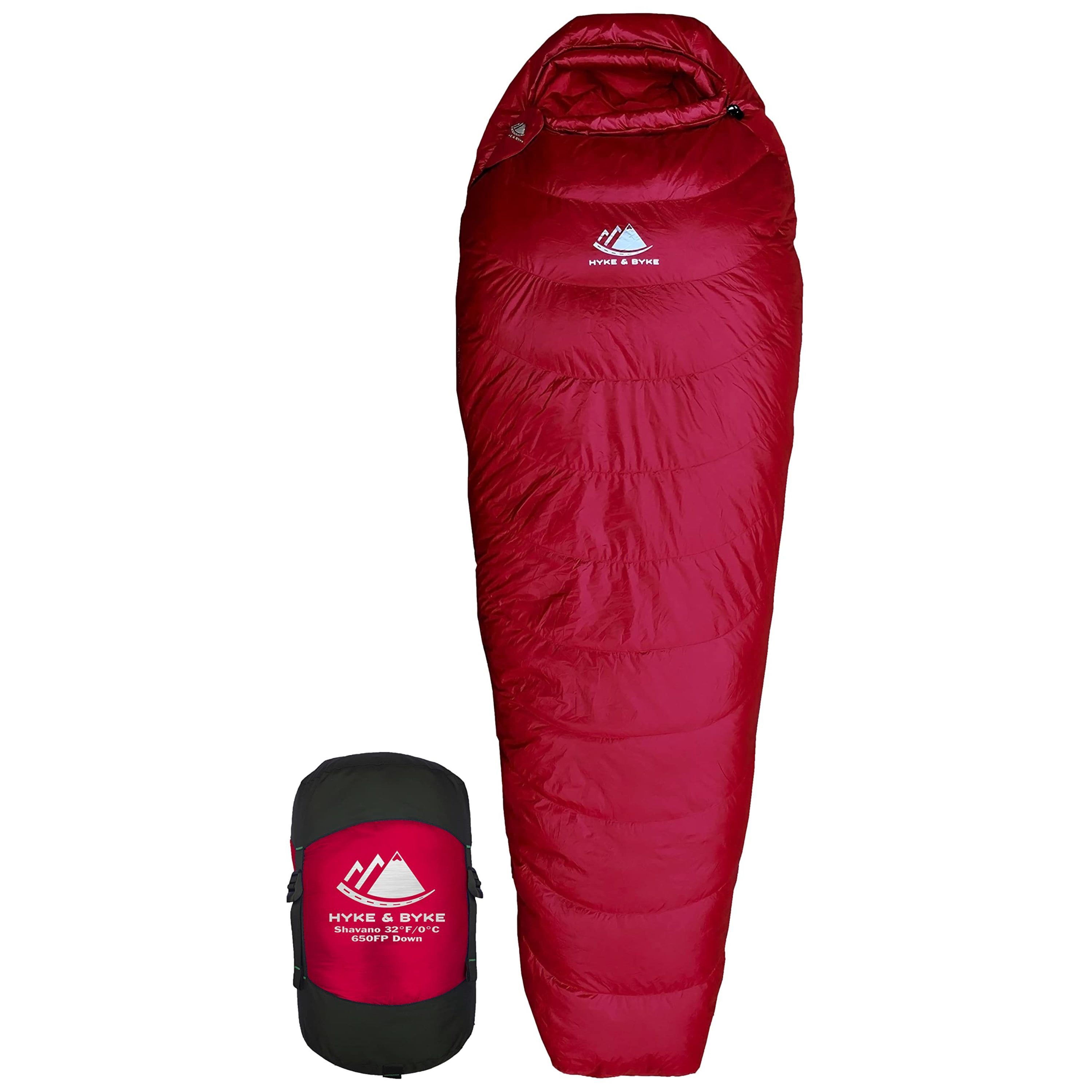 Hyke & Byke Shavano 32 F Hiking & Backpacking Sleeping Bag - 3 Season, 650FP Duck Down Sleeping ...