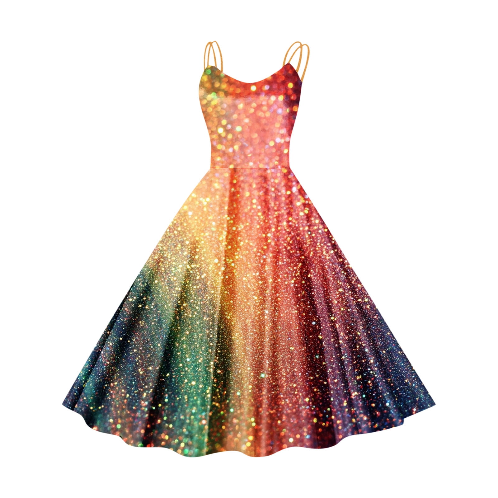 Hyknon Carnival Dresses for Women 2025 Sparkling Retro Graphics Printed ...