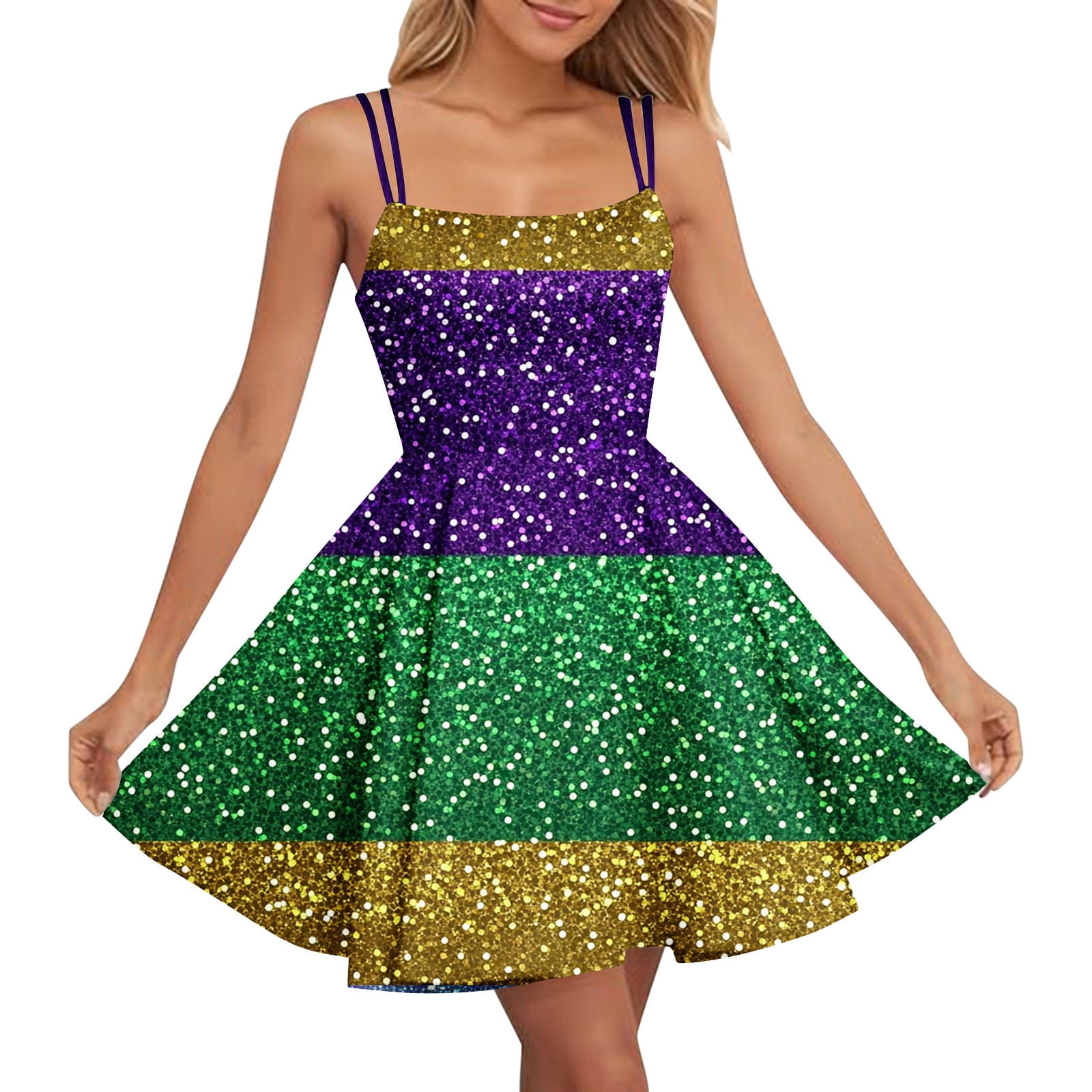 Hyknon Carnival Dresses for Women 2025 Sparkling Retro Graphics Printed ...