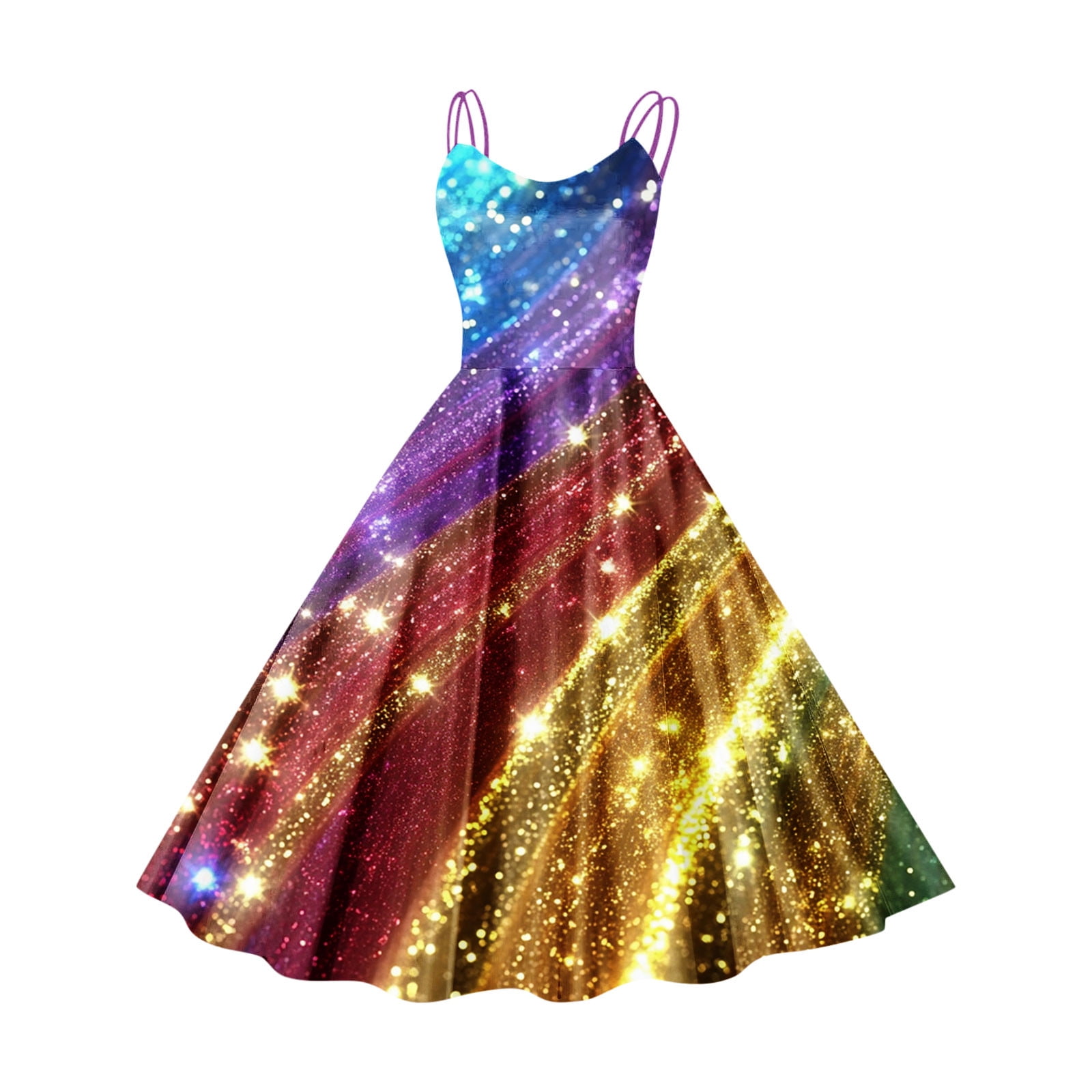 Hyknon Carnival Dresses for Women 2025 Sparkling Retro Graphics Printed ...