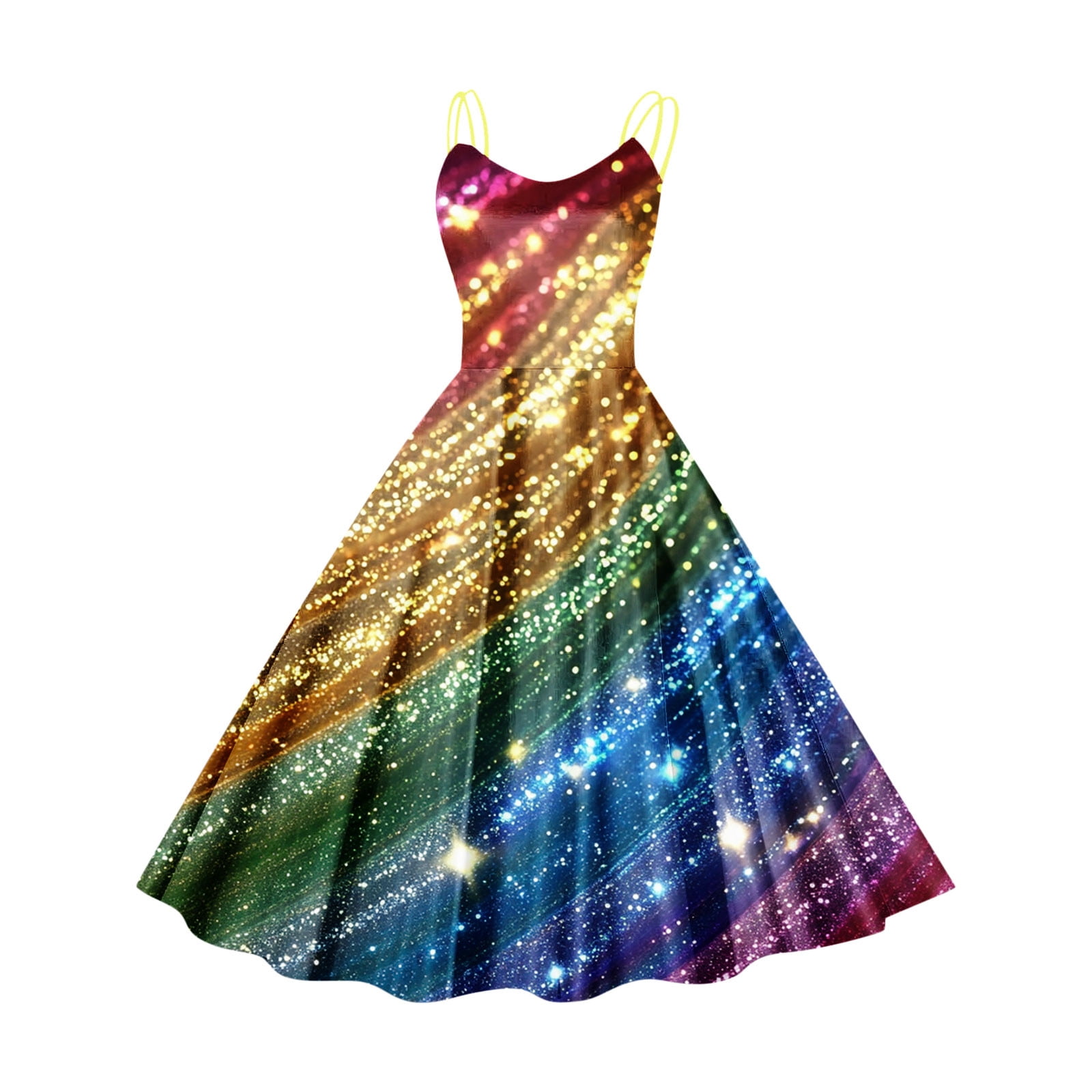Hyknon Carnival Dresses for Women 2025 Sparkling Retro Graphics Printed ...