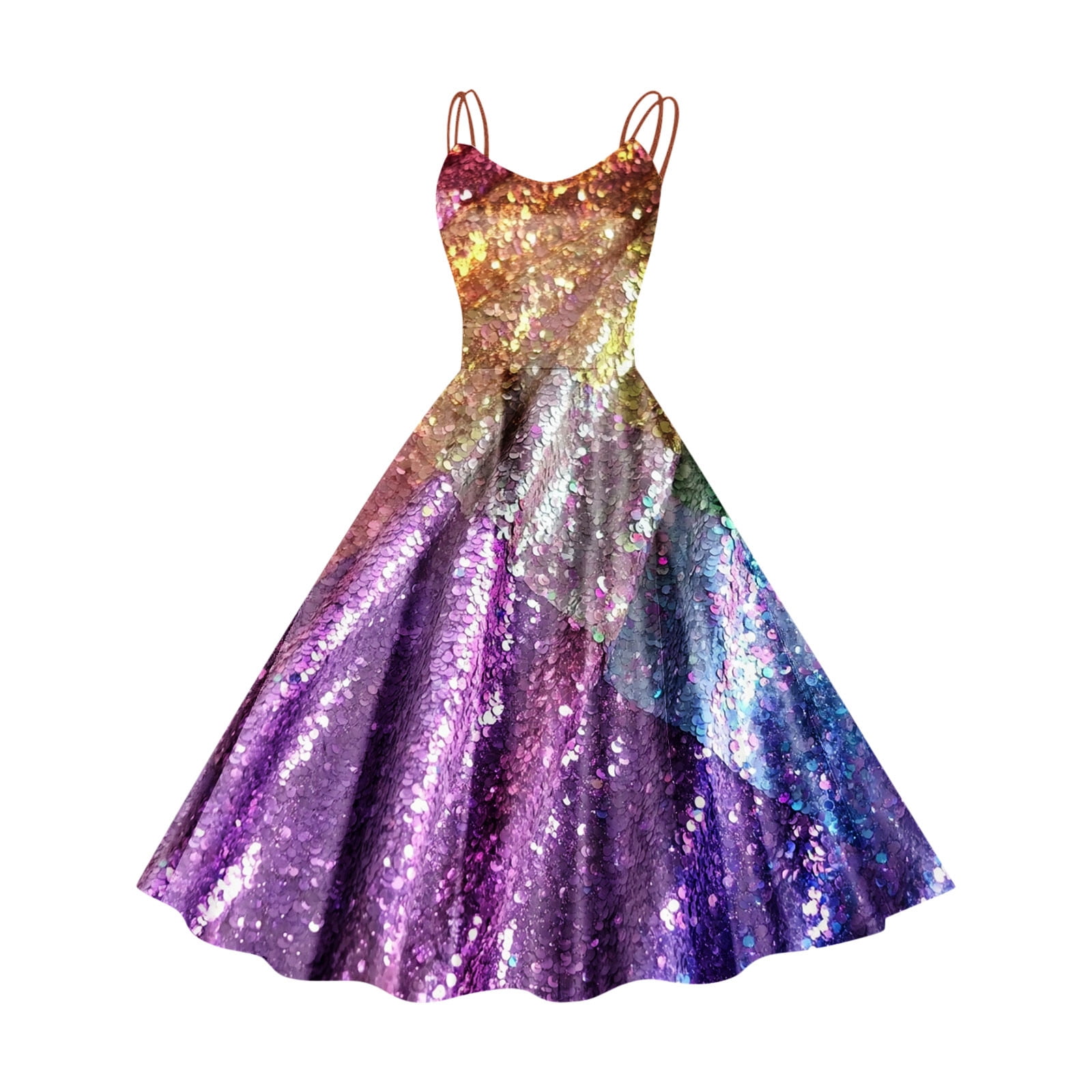 Hyknon Carnival Dresses for Women 2025 Sparkling Retro Graphics Printed ...