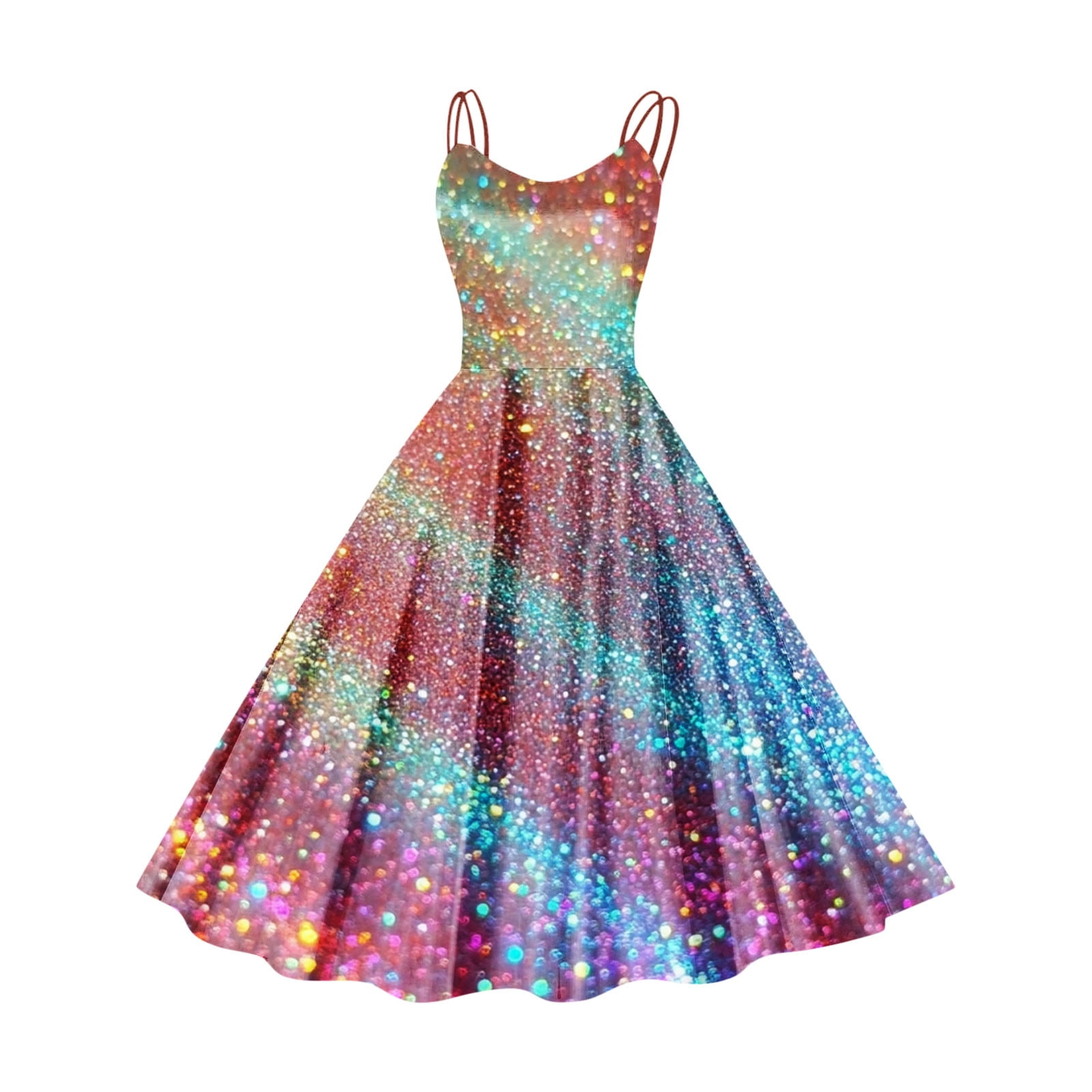 Hyknon Carnival Dresses for Women 2025 Sparkling Retro Graphics Printed ...