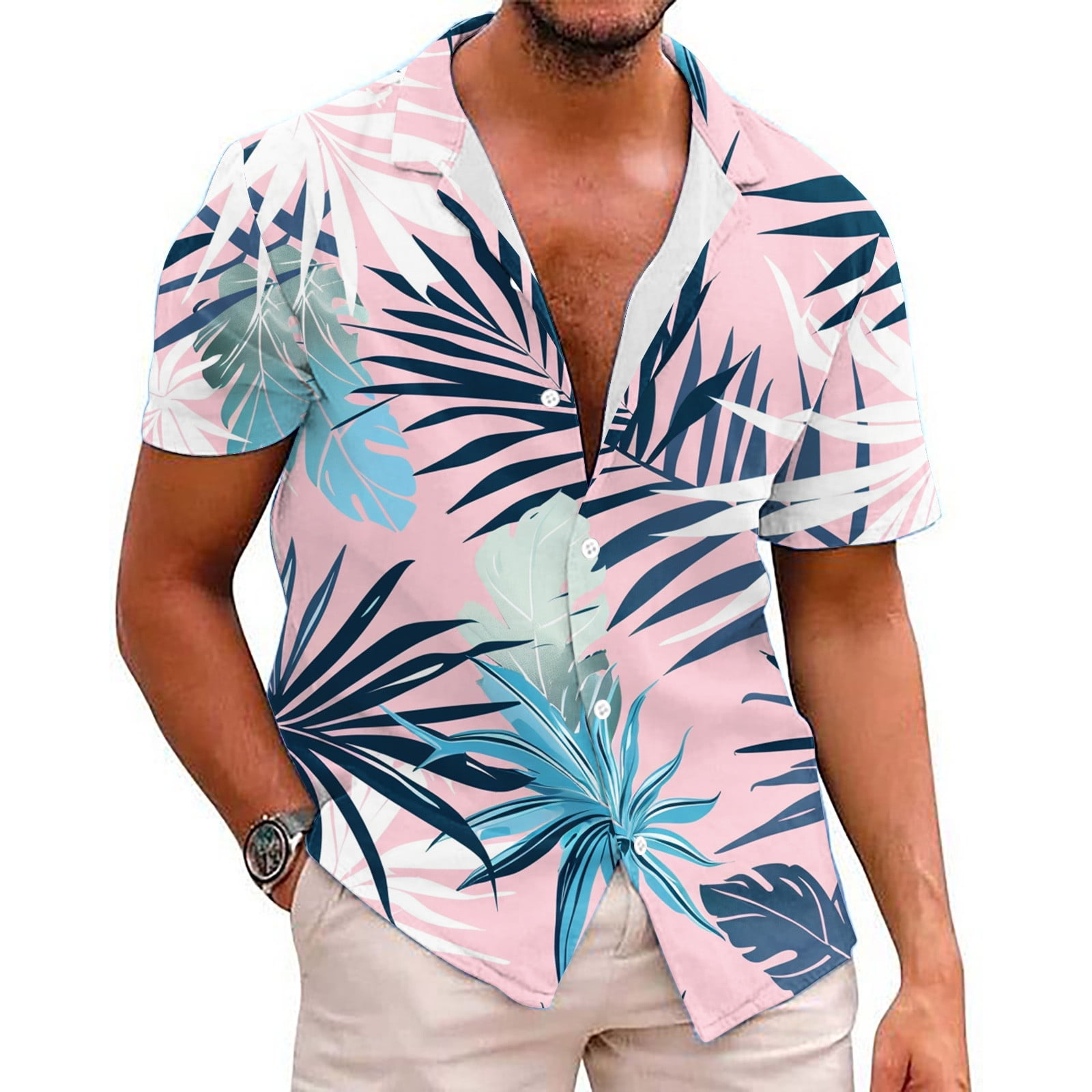Hyknon Hawaiian Shirt for Men 2024 Summer Fashion Turndown Collar Short ...