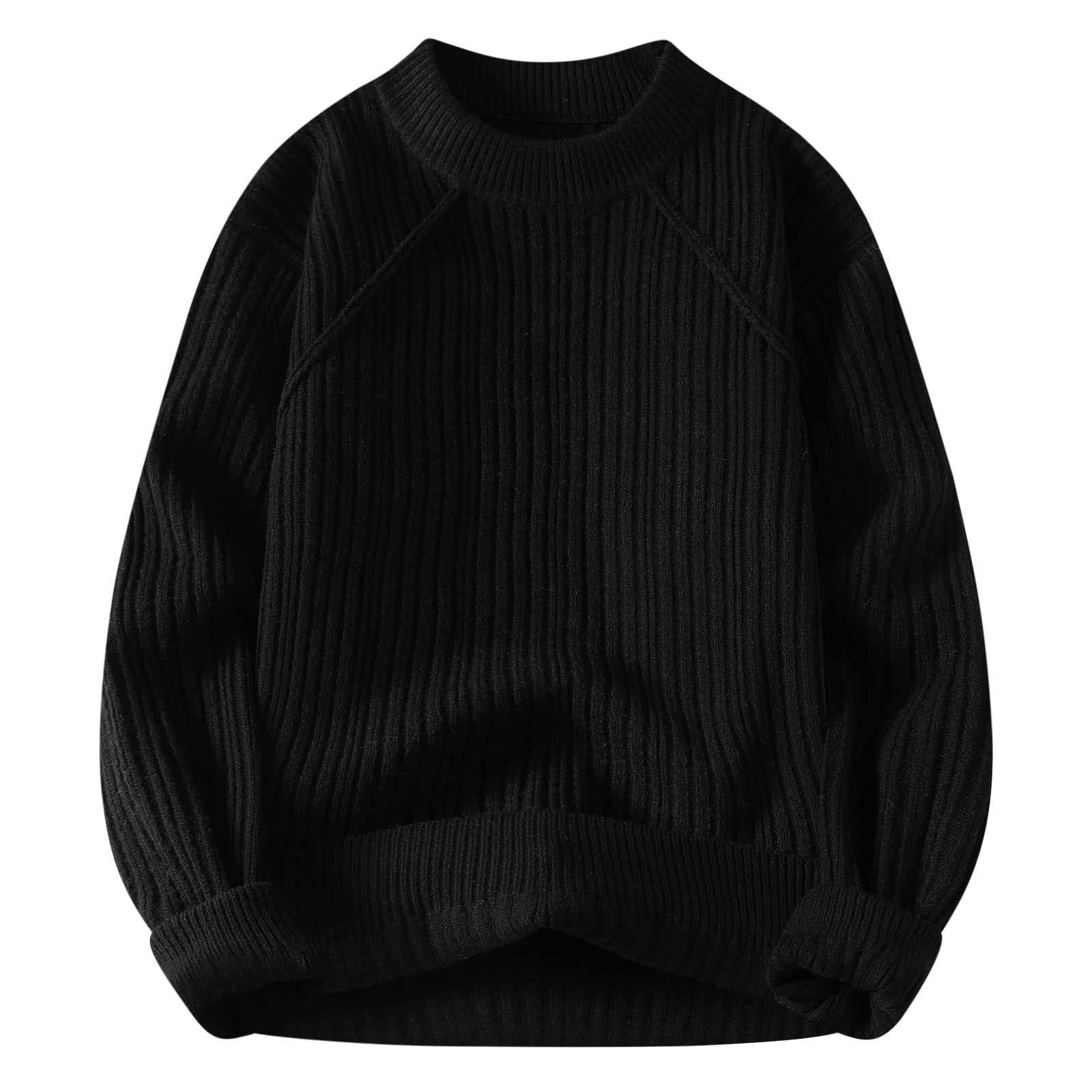 Hyknon Mens Sweater Casual Basic Solid Color Knitted Sweaters Fall ...