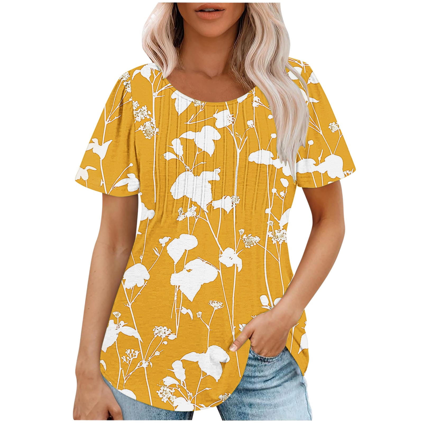 Hyknon Plus Size Tops for Women Summer Casual Loose Plus Size Floral ...
