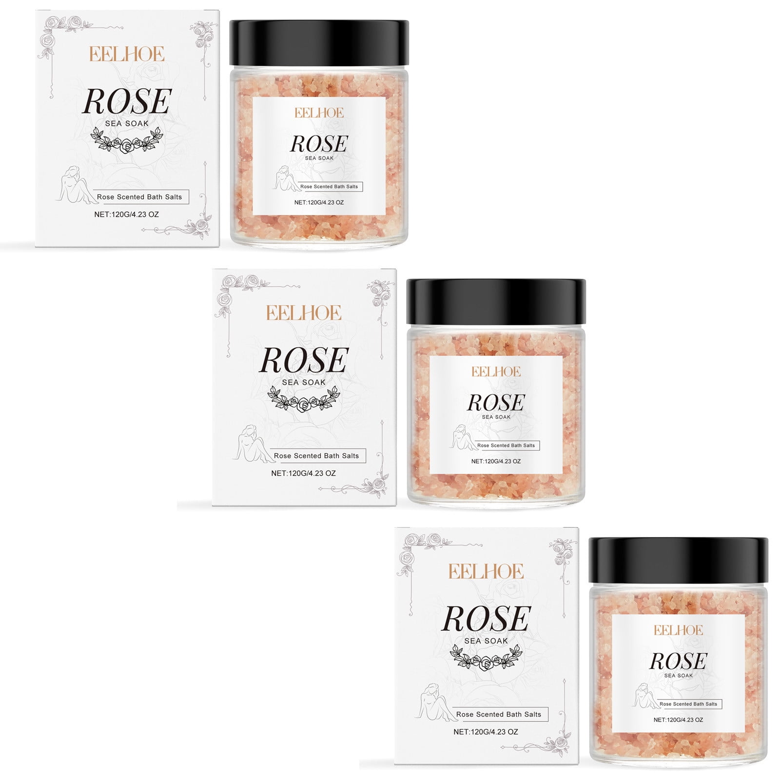 Hyknon Rose Bath Salts for Women, Cleansing and Soothing Natural Epsom ...