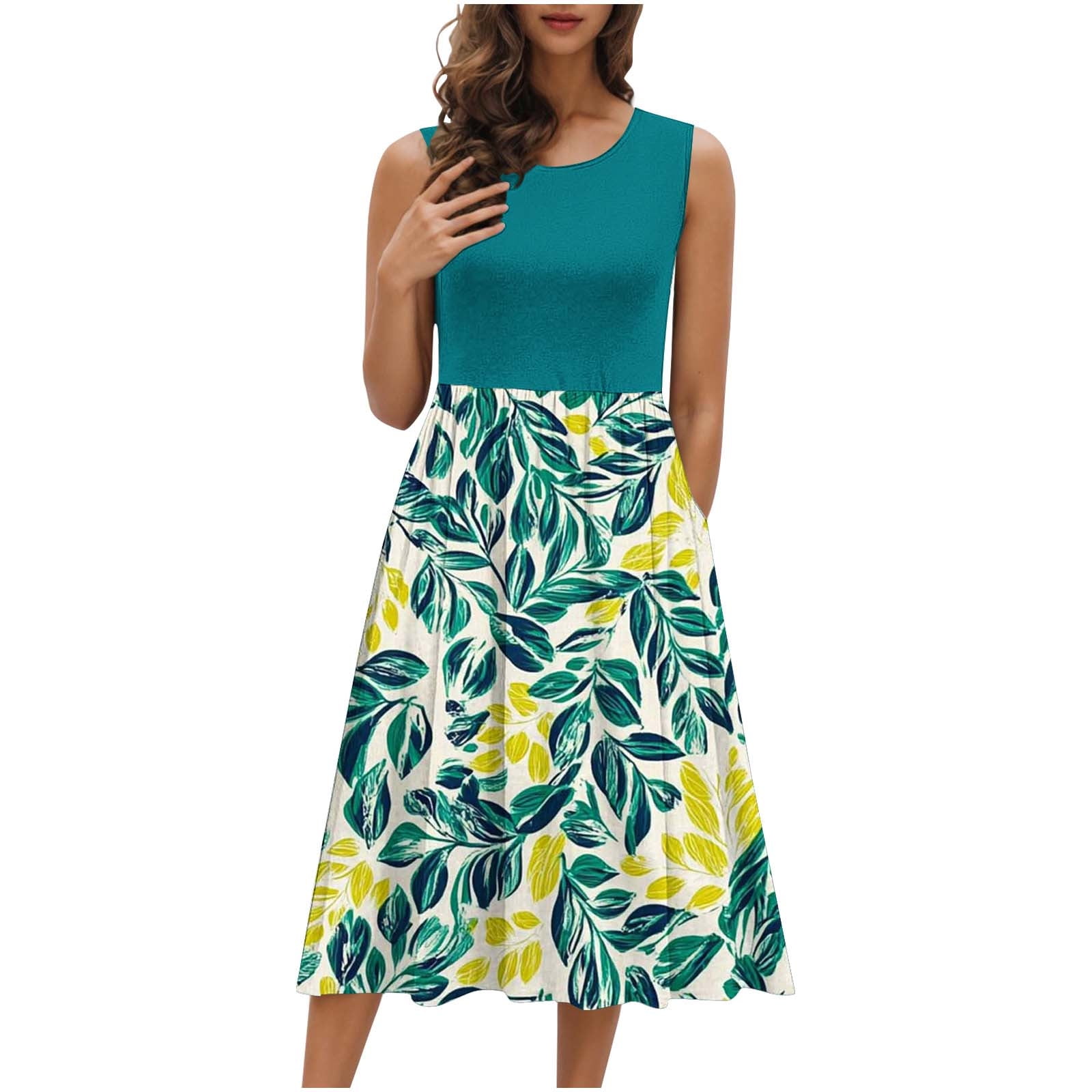 Hyknon Sundresses for Women 2025 Loose Plus Size Boho Floral Printed ...