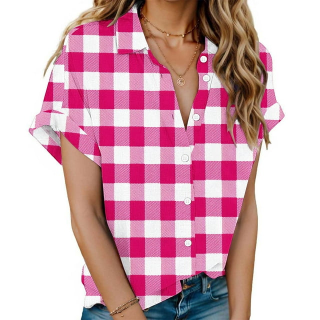 Hyknon Womens Tops 2025 Fashion Summer Loose Fitting Buttons Soft ...