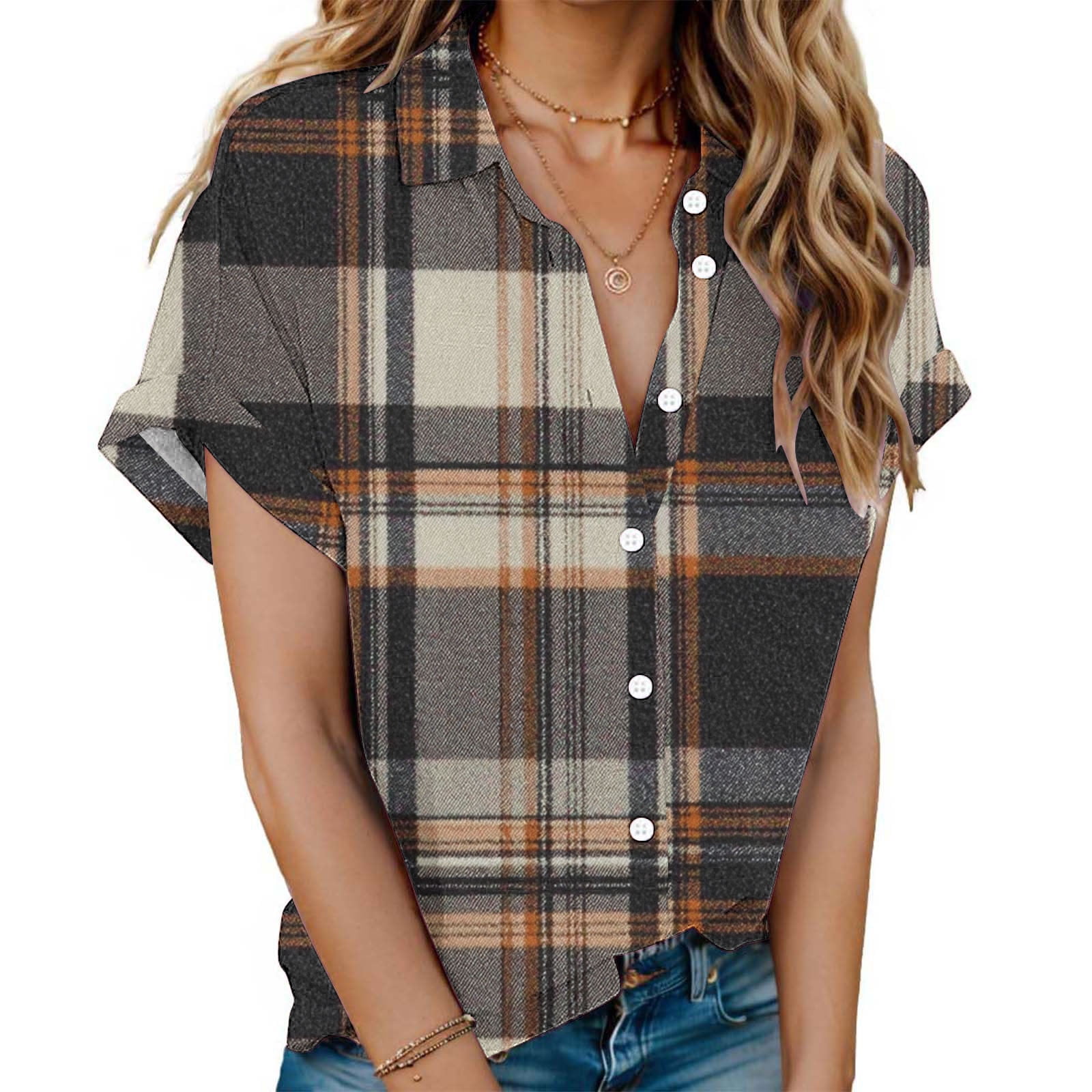 Hyknon Womens Tops 2025 Fashion Summer Loose Fitting Buttons Soft ...