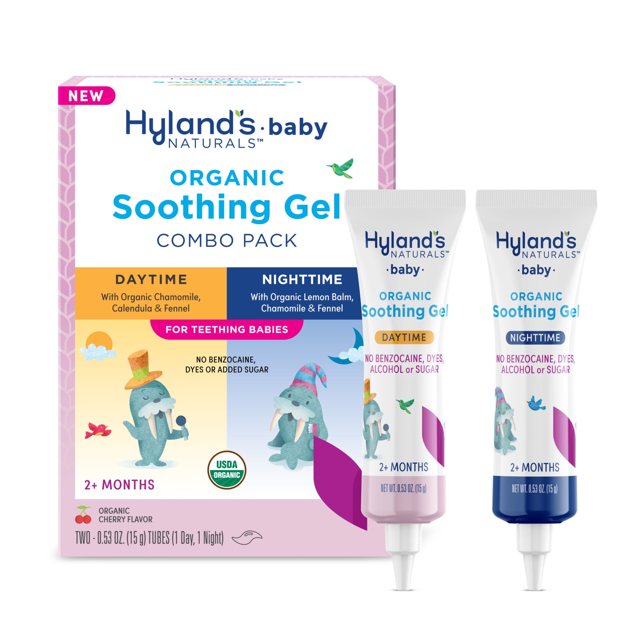 Hyland's Baby Organic Day & Night Combo Pack Soothing Teething Gel with ...