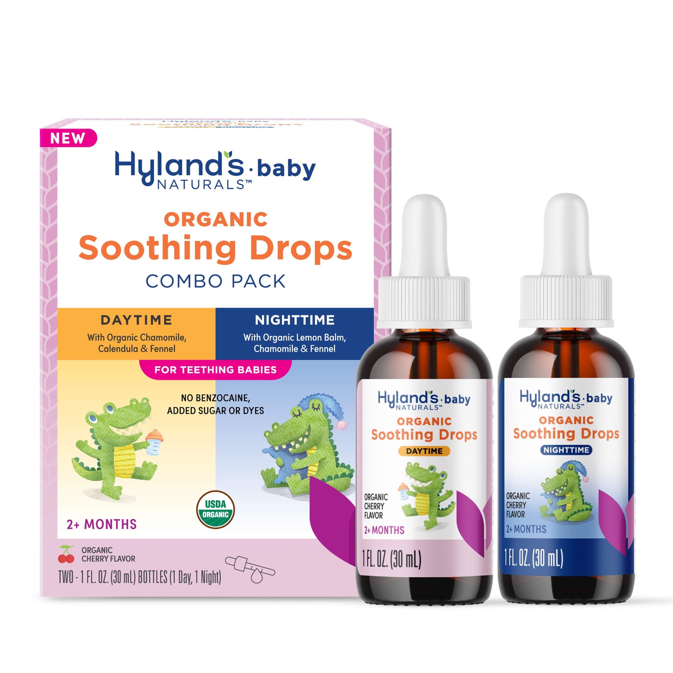 Hyland's Baby Organic Soothing Drops with Chamomile, Day & Night Combo ...