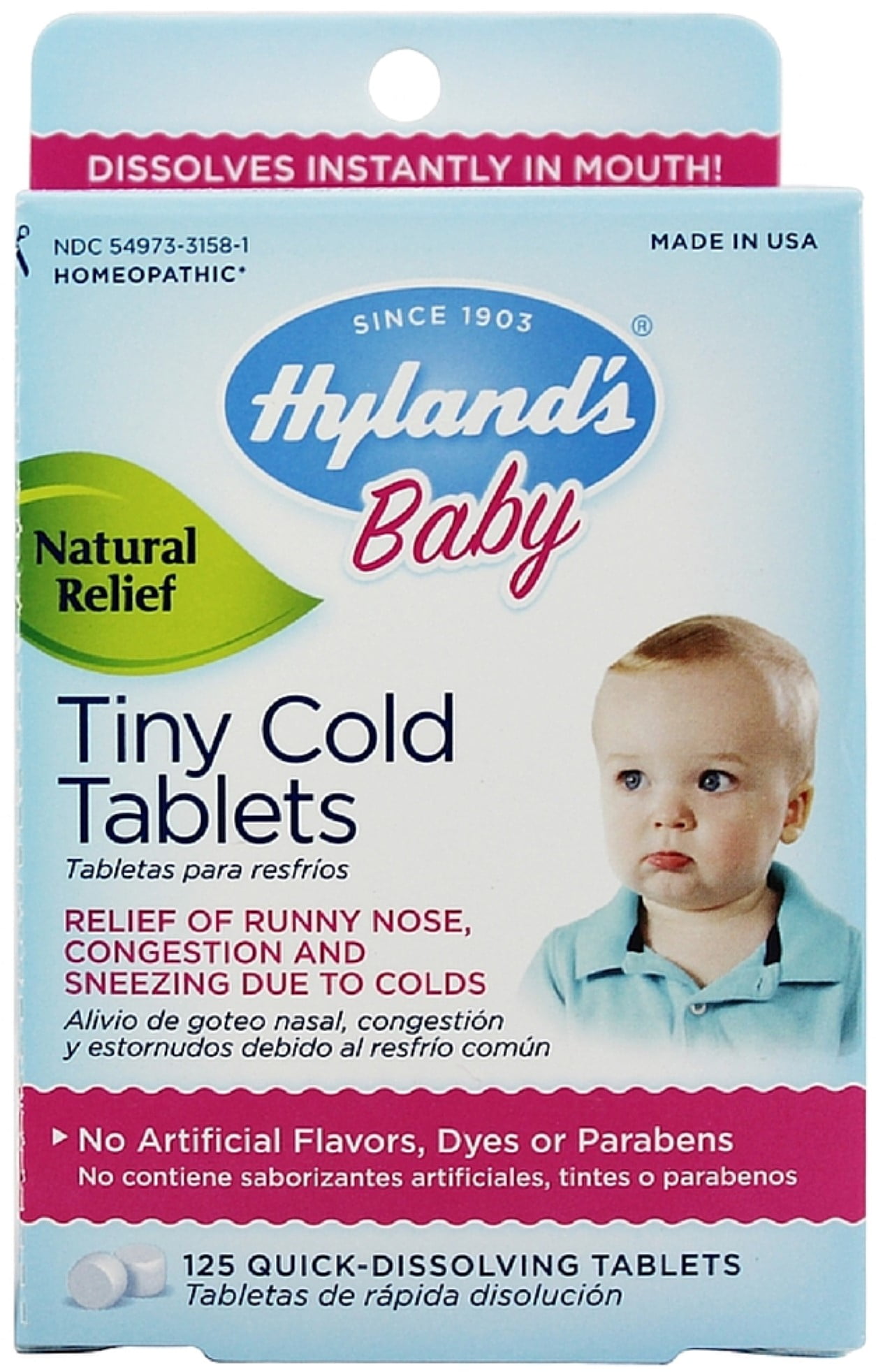 Hyland's Baby Tiny Cold Tablets, 125 Soft Tablets, Infant Cold Relief ...