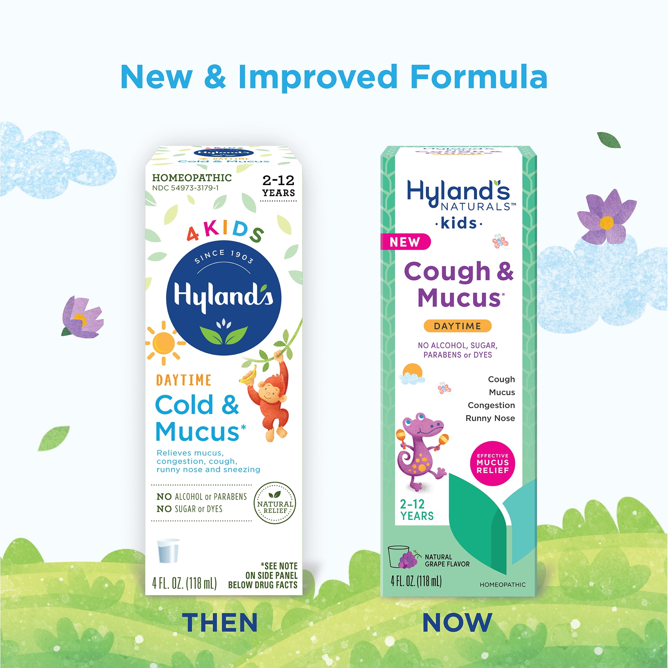 Hyland's Homeopathic Kids Cough & Mucus Syrup, Daytime, Grape, Ages 2 ...