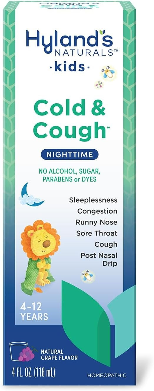 Hyland's Naturals Kids Cold & Cough, Nighttime Grape Cough Syrup ...