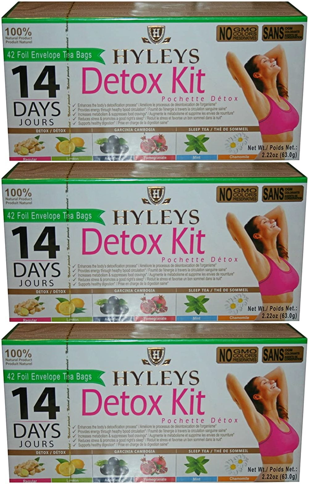 Hyleys 14 Days Detox Kit - Detox, Slim, Sleep Tea Set 42 Foil Envelope ...