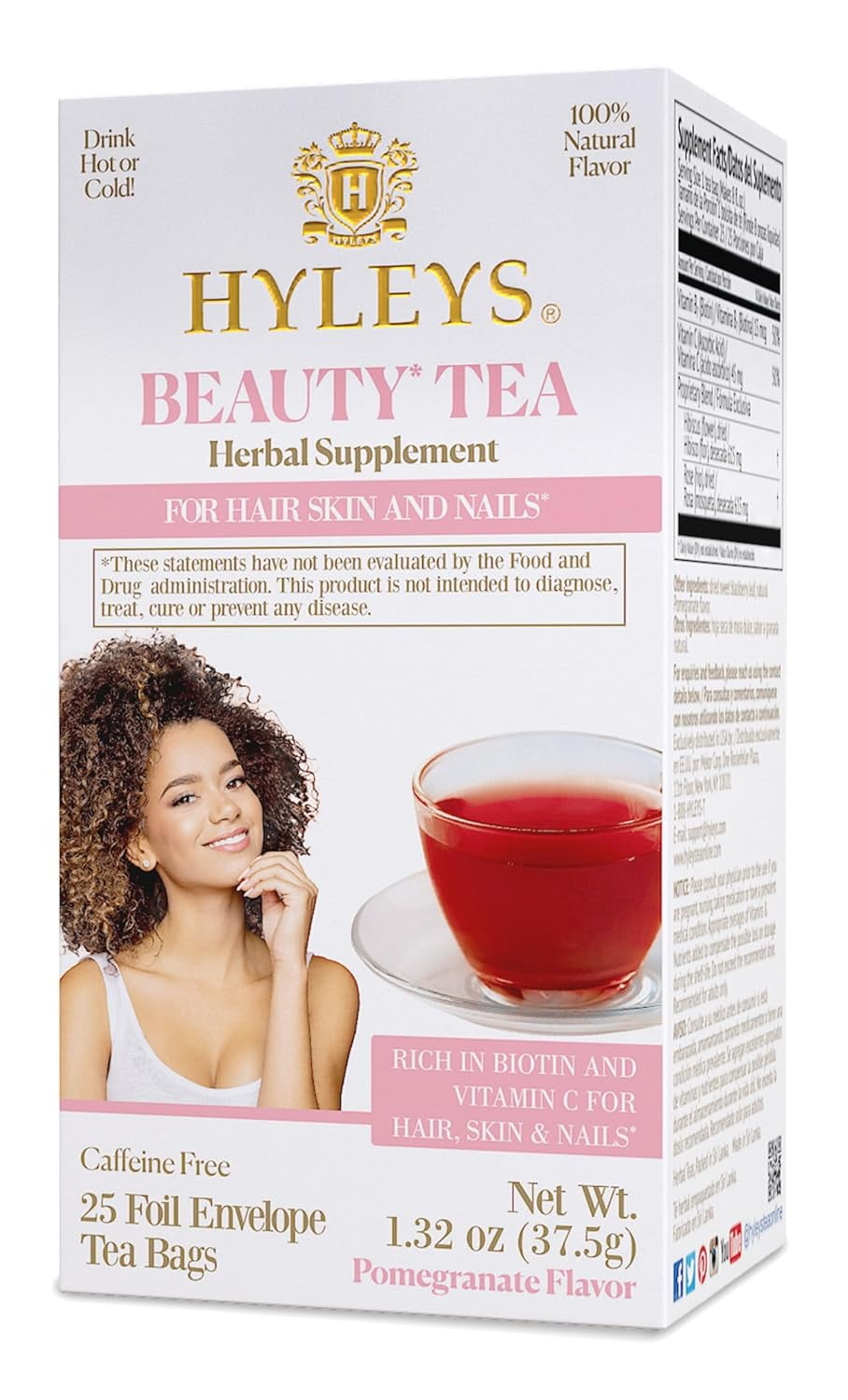Hyleys Beauty Tea Herbal Supplement - 25 Tea Bags - Rich in Vitamin C ...